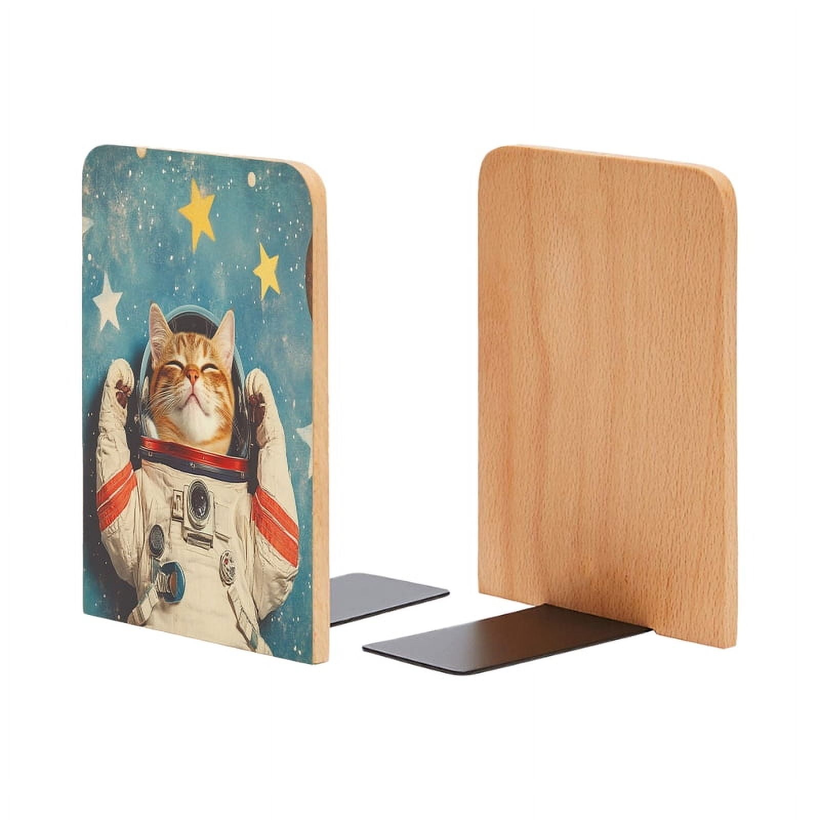 Bookends 1 Pair Non-Skid Bookend Wood Bookends for Shelves Book Stand ...