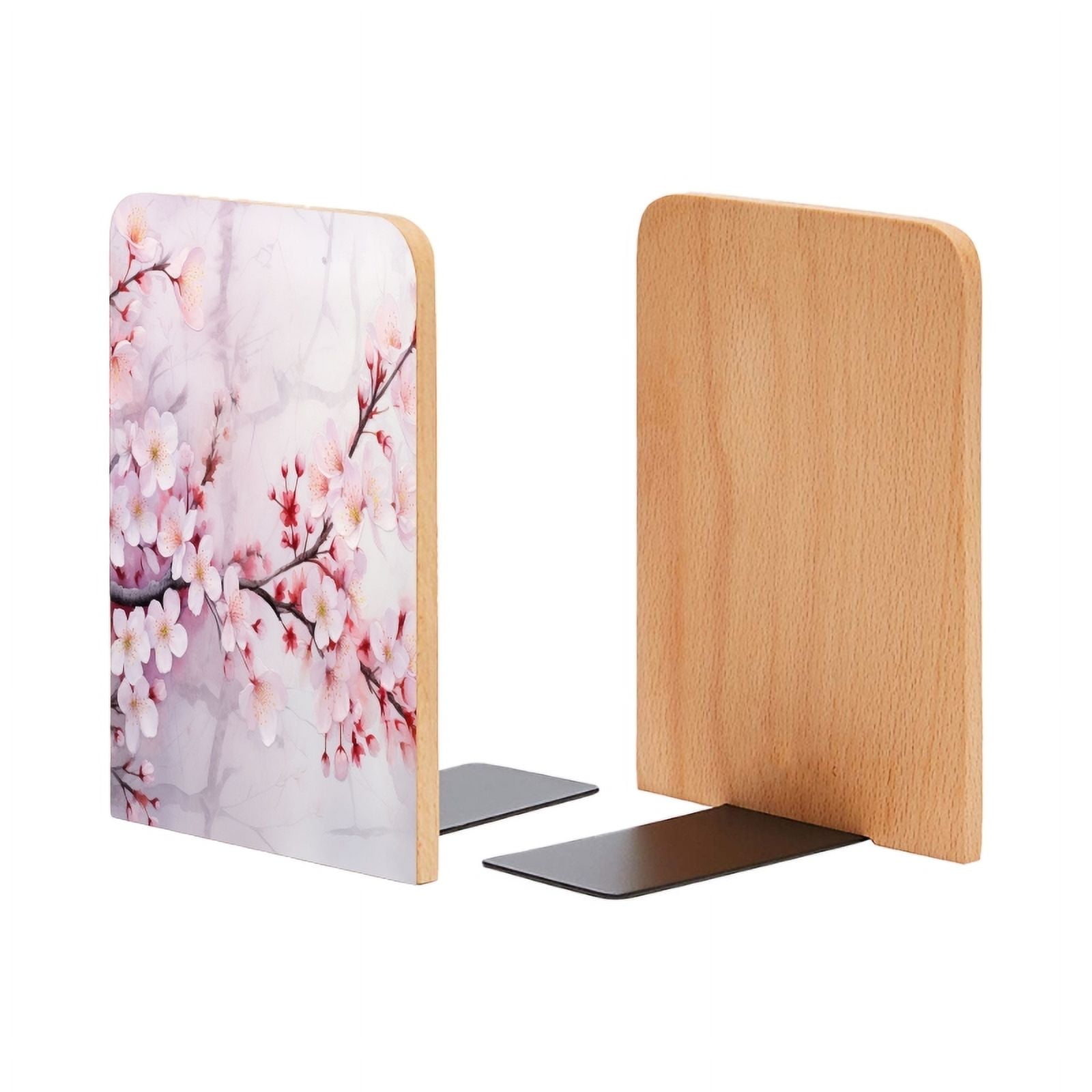 Bookends 1 Pair Non-Skid Bookend Wood Bookends for Shelves Book Stand ...