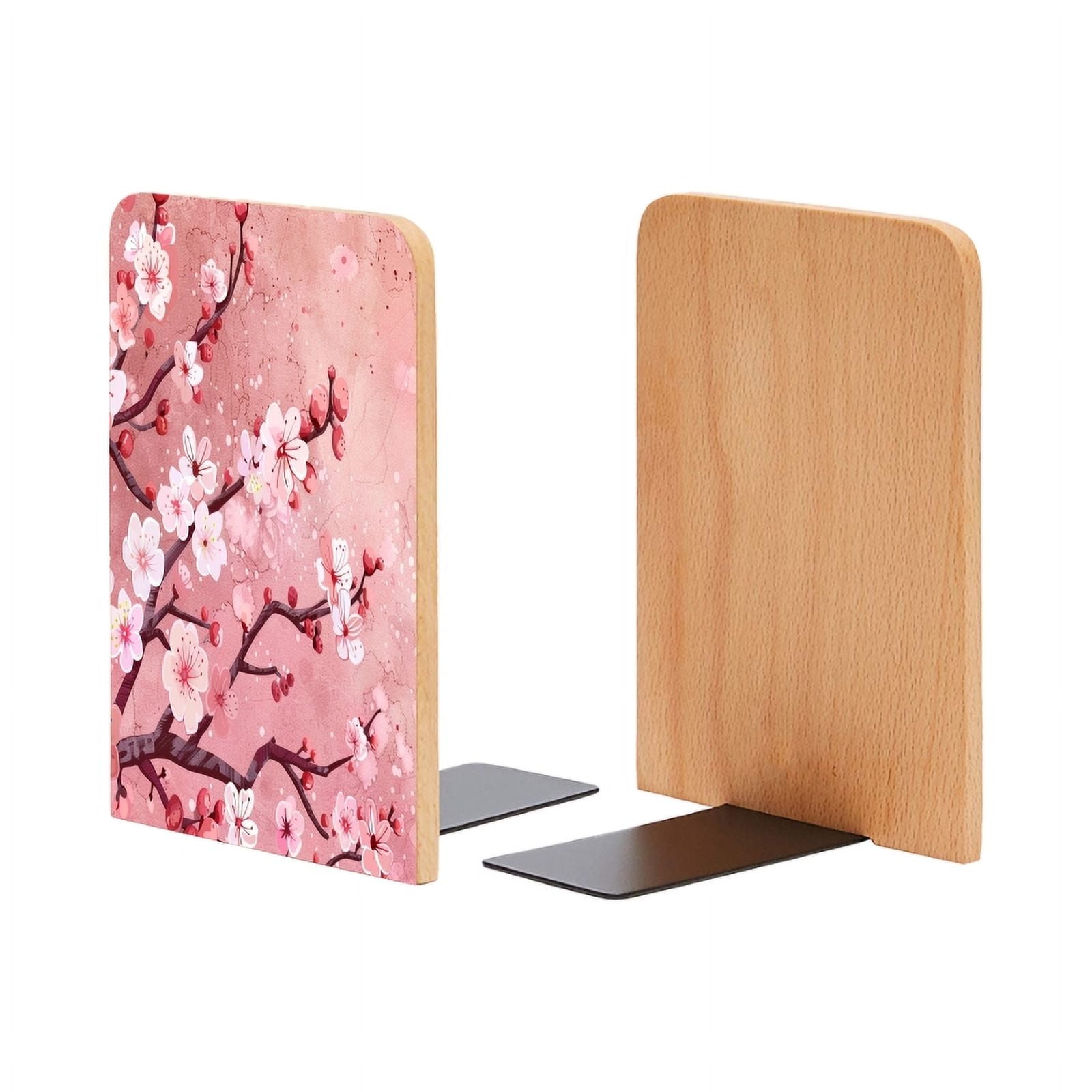 Bookends 1 Pair Non-Skid Bookend Wood Bookends for Shelves Book Stand ...