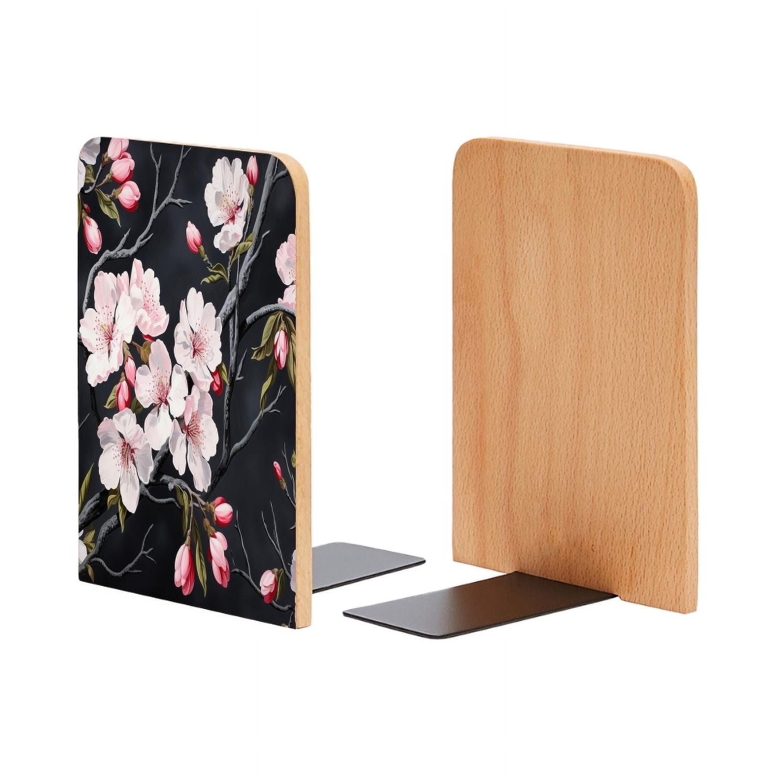 Bookends 1 Pair Non-Skid Bookend Wood Bookends for Shelves Book Stand ...