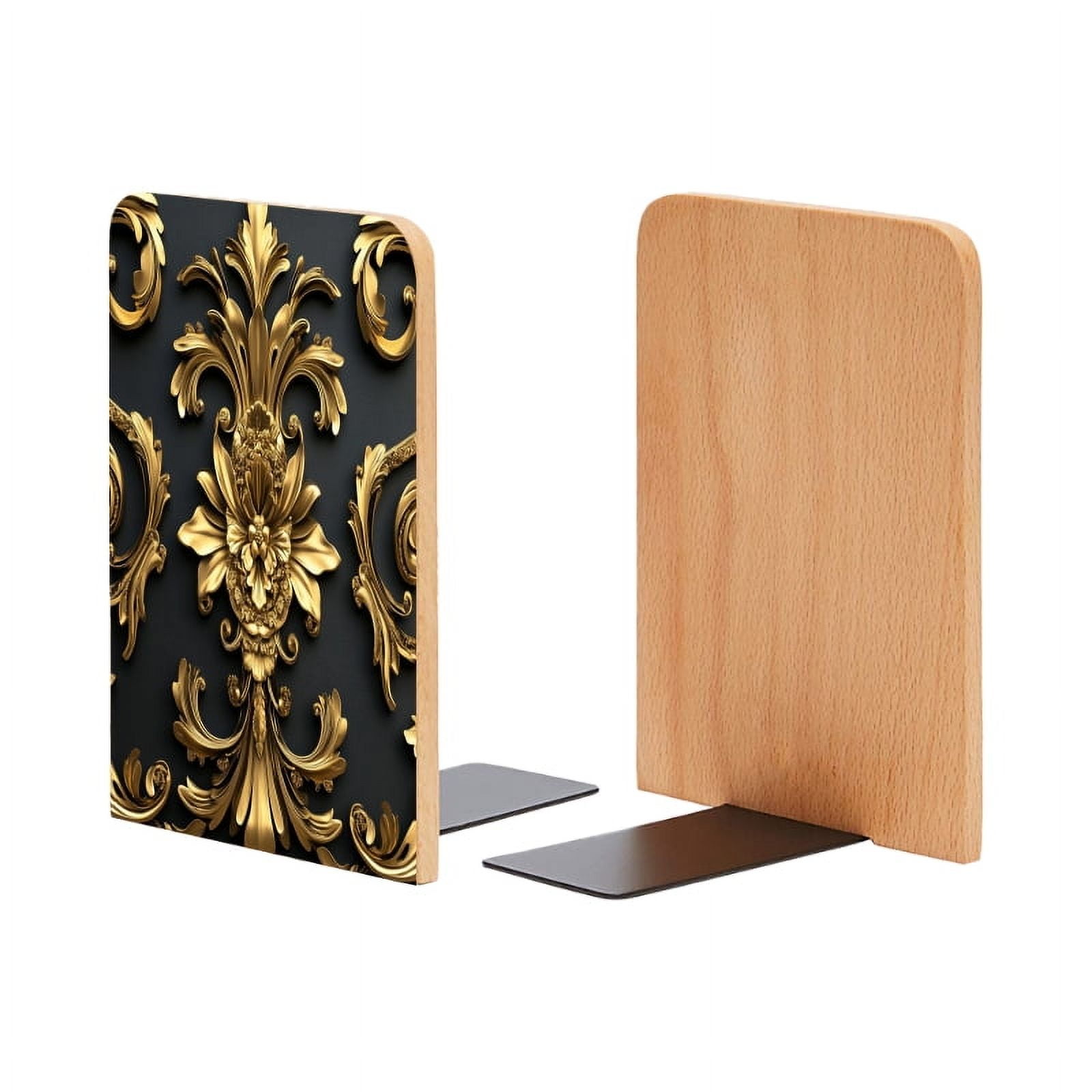 Bookends 1 Pair Non-Skid Bookend Wood Bookends for Shelves Book Stand ...