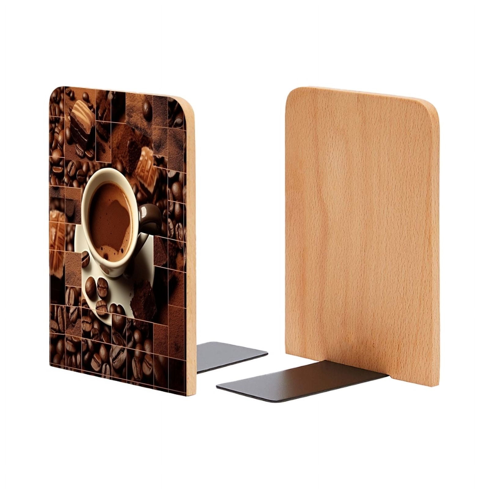 Bookends 1 Pair Non-Skid Bookend Wood Bookends for Shelves Book Stand ...