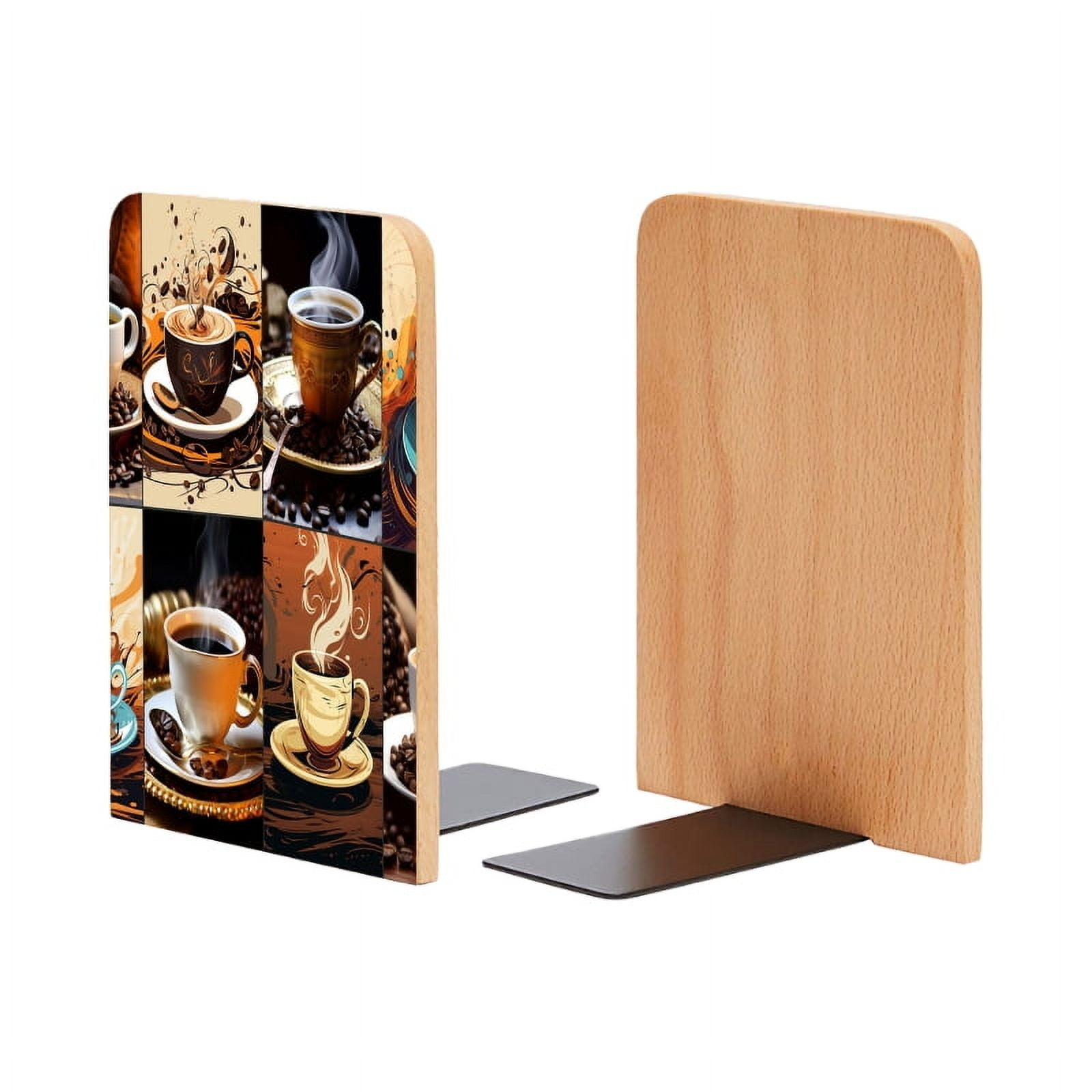 Bookends 1 Pair Non-Skid Bookend Wood Bookends for Shelves Book Stand ...