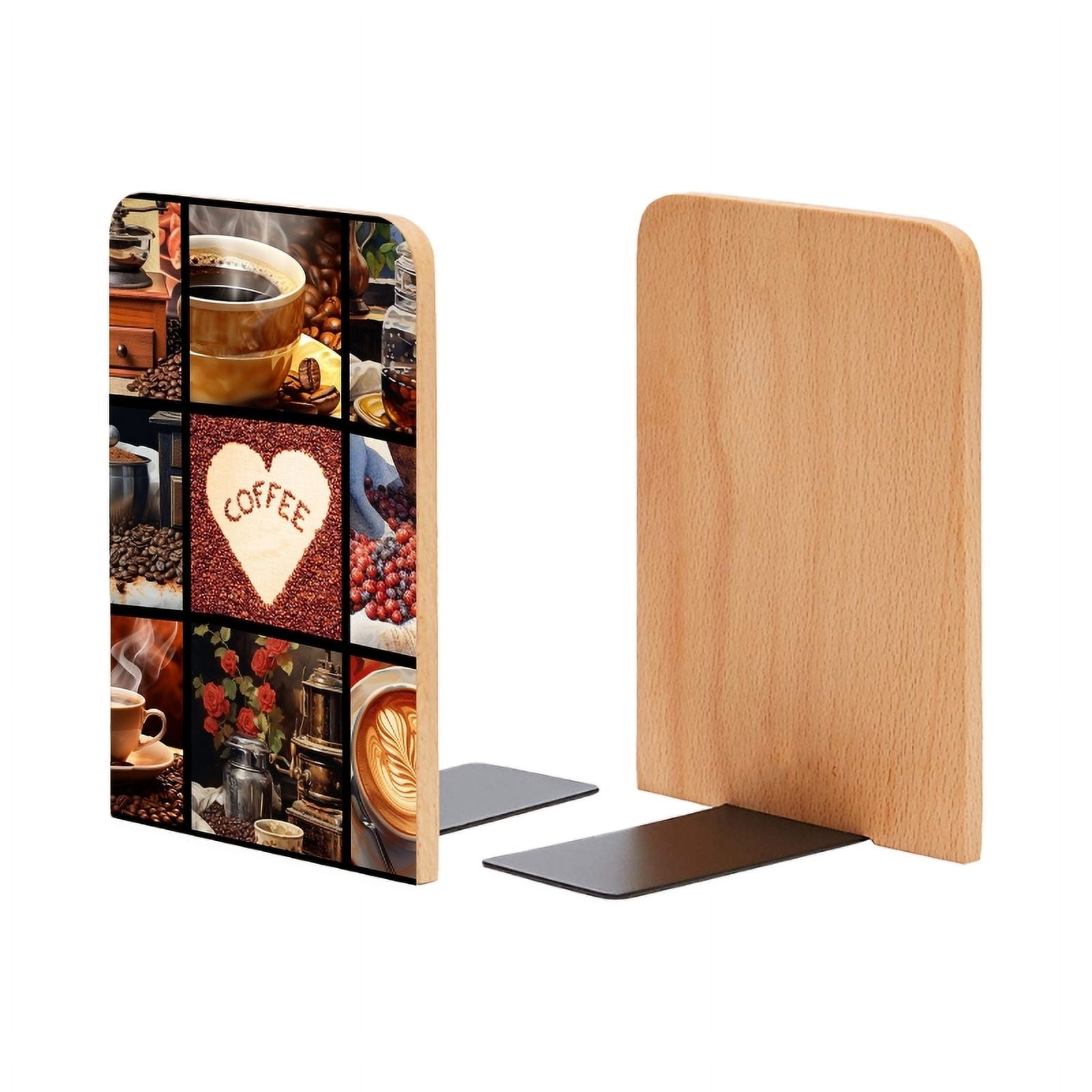 Bookends 1 Pair Non-Skid Bookend Wood Bookends for Shelves Book Stand ...