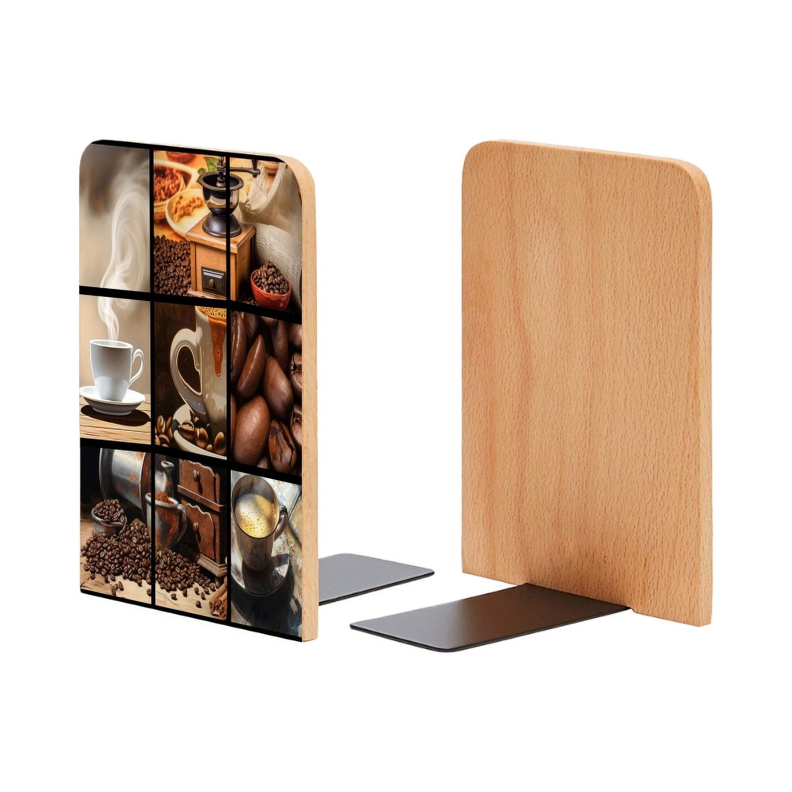 Bookends 1 Pair Non-Skid Bookend Wood Bookends for Shelves Book Stand ...