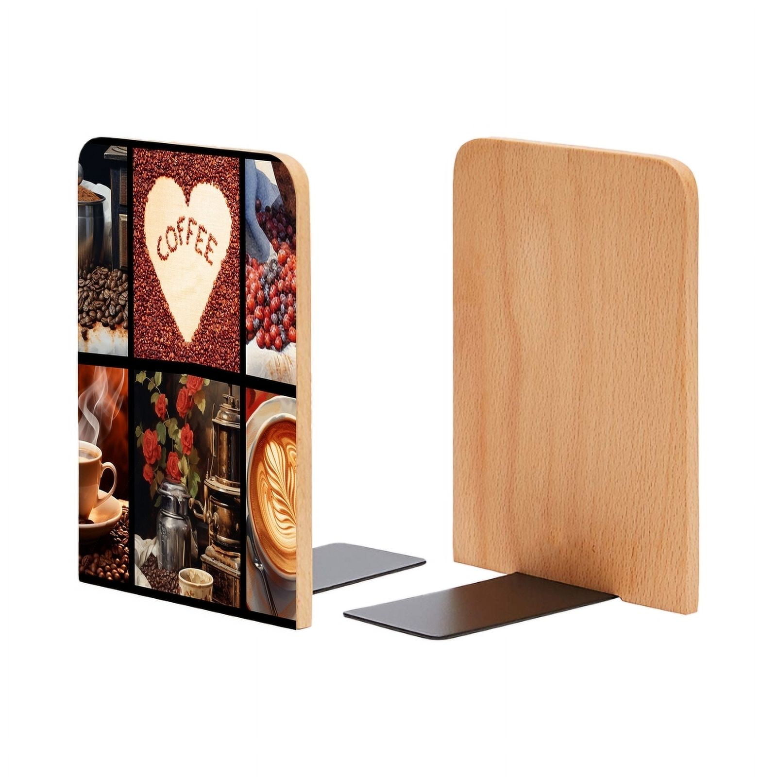 Bookends 1 Pair Non-Skid Bookend Wood Bookends for Shelves Book Stand ...