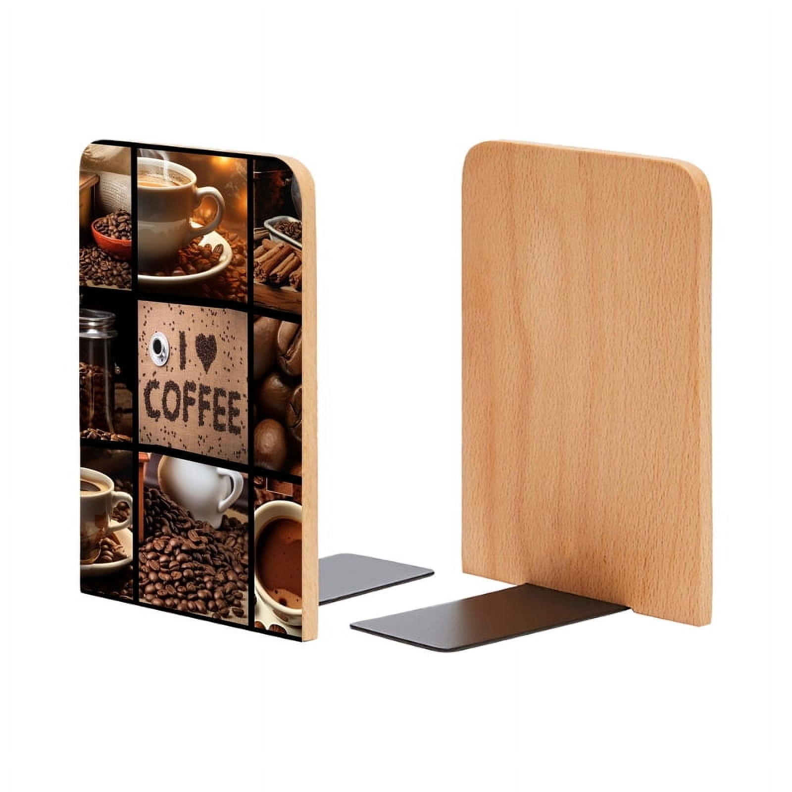 Bookends 1 Pair Non-Skid Bookend Wood Bookends for Shelves Book Stand ...