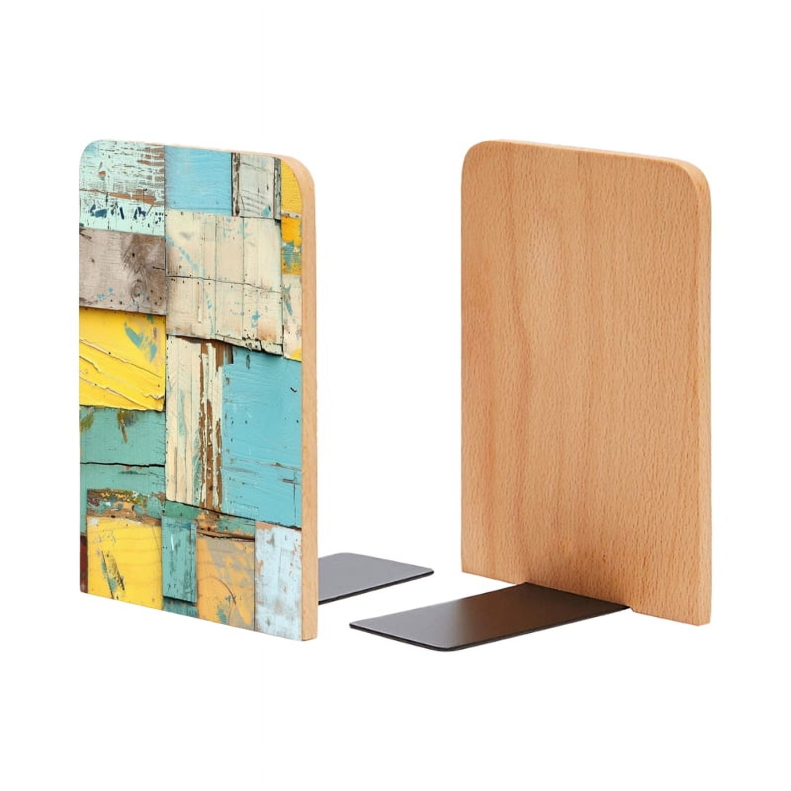 Bookends 1 Pair Non-Skid Bookend Wood Bookends for Shelves Book Stand ...