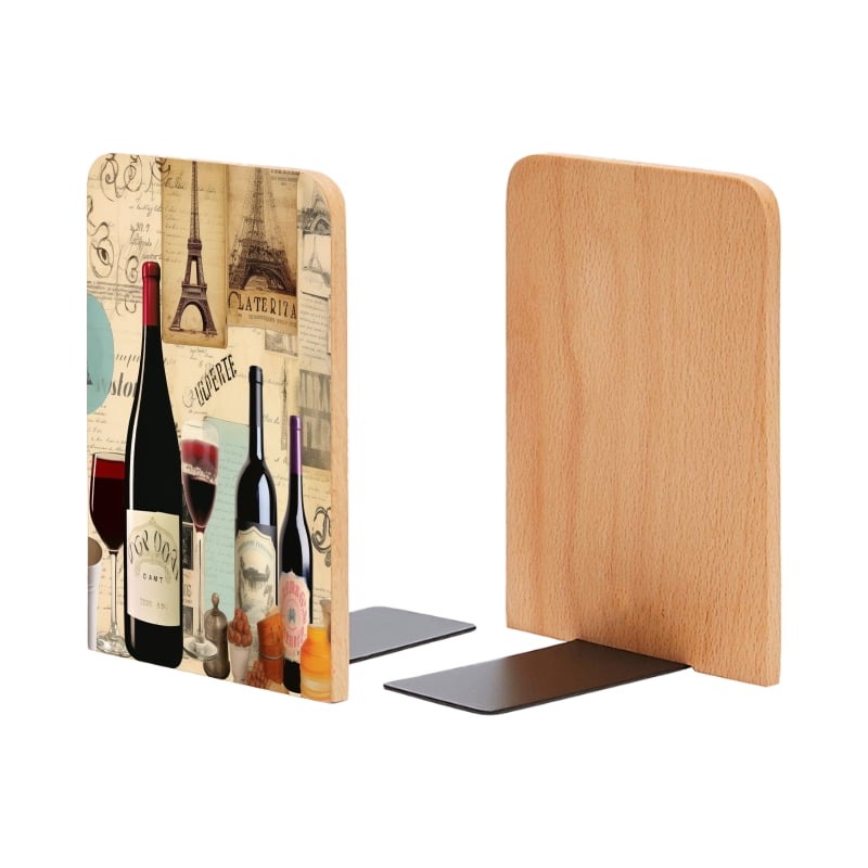 Bookends 1 Pair Non-Skid Bookend Wood Bookends for Shelves Book Stand ...