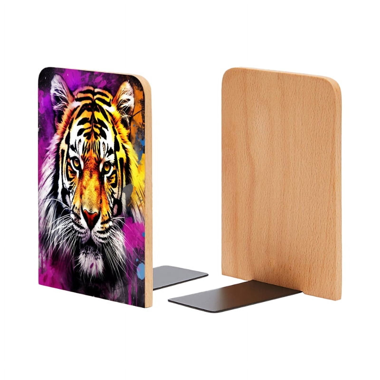 Bookends 1 Pair Non-Skid Bookend Wood Bookends for Shelves Book Stand ...