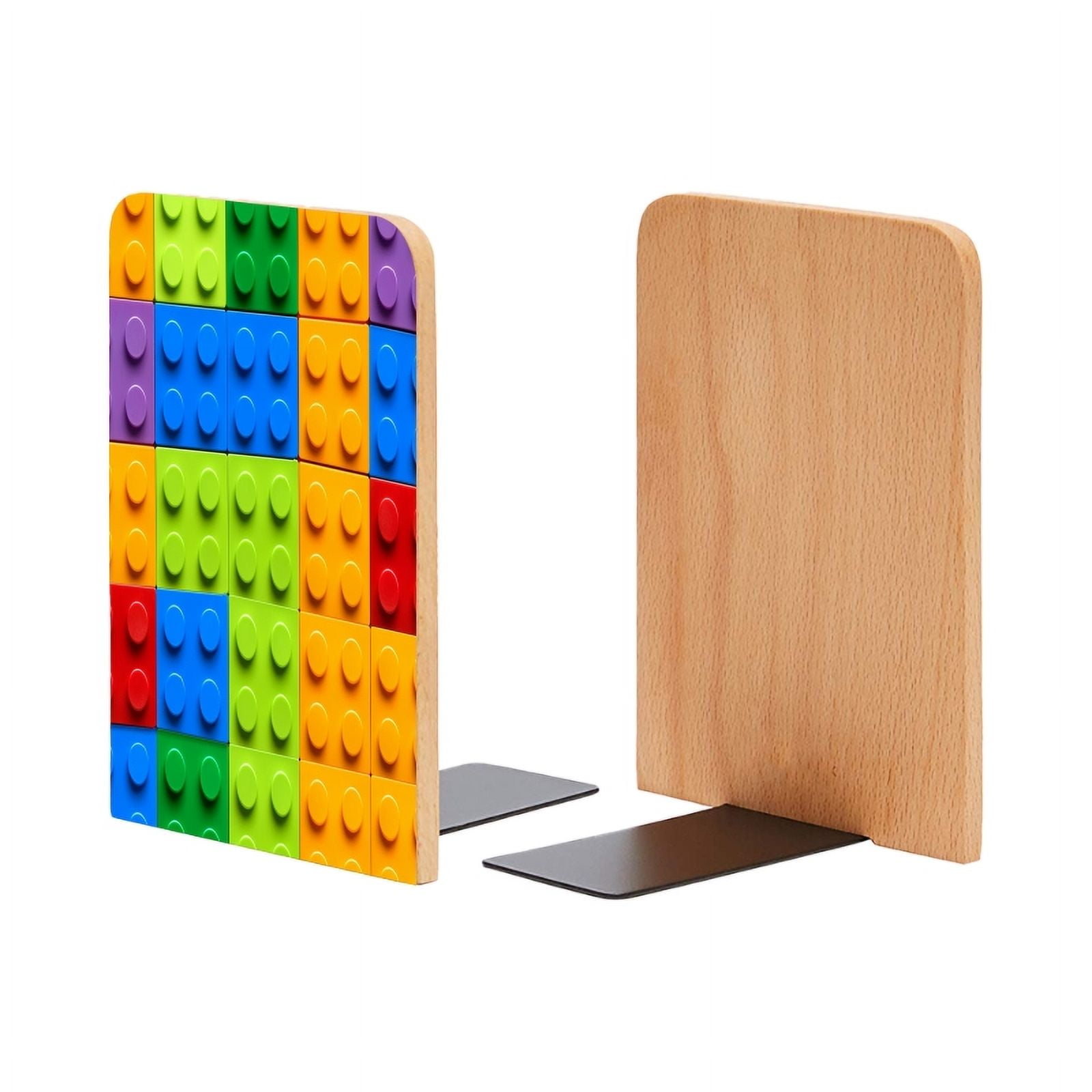 Bookends 1 Pair Non-Skid Bookend Wood Bookends for Shelves Book Stand ...