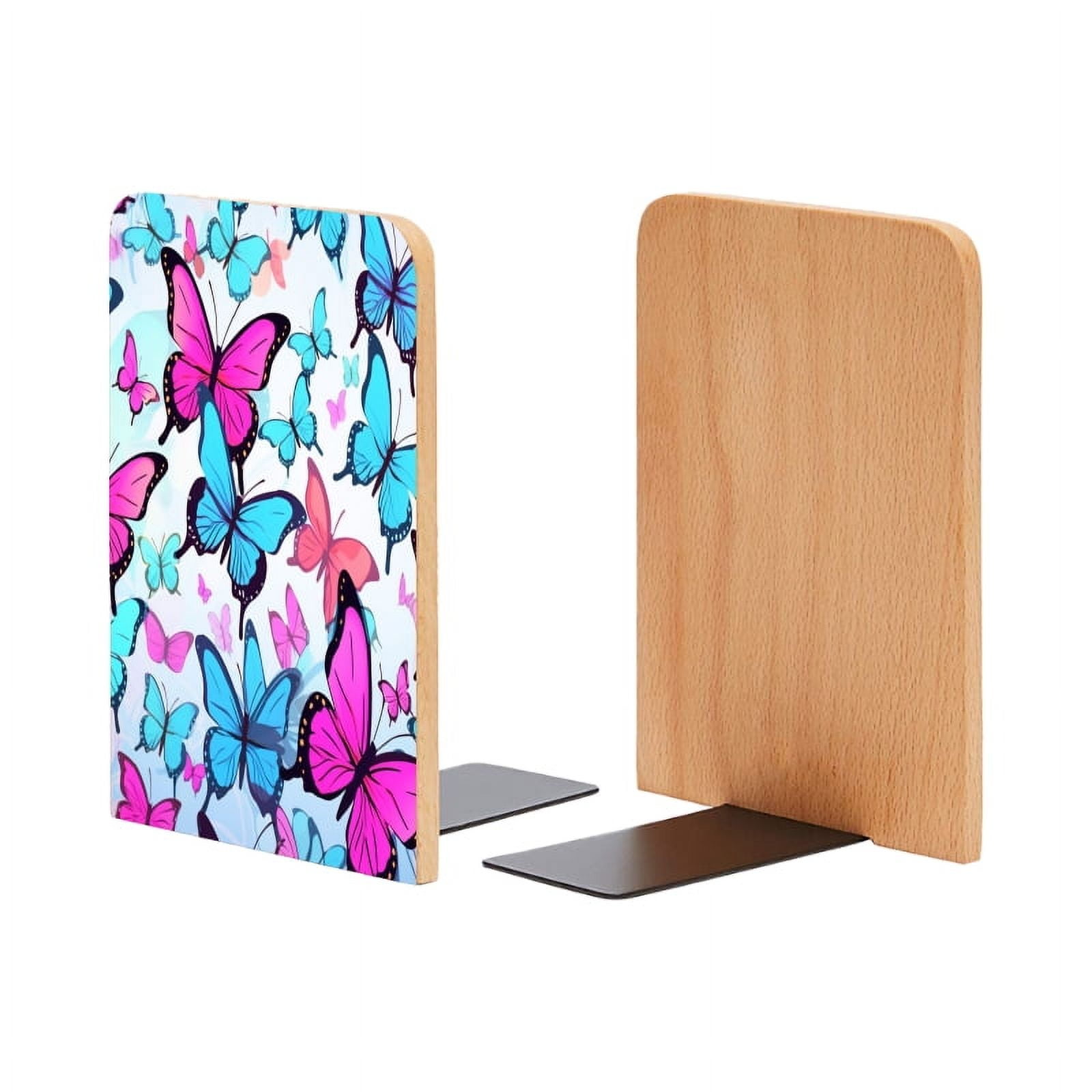 Bookends 1 Pair Non-Skid Bookend Wood Bookends for Shelves Book Stand ...