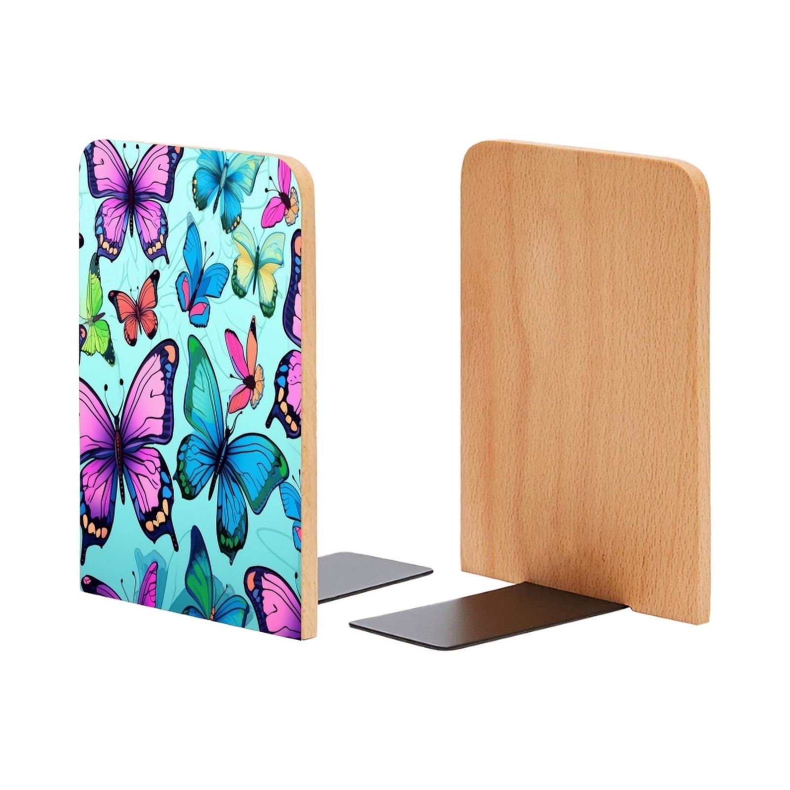 Bookends 1 Pair Non-Skid Bookend Wood Bookends for Shelves Book Stand ...