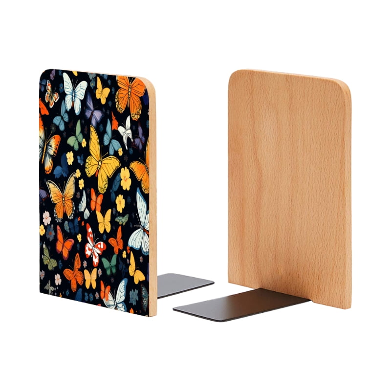 Bookends 1 Pair Non-Skid Bookend Wood Bookends for Shelves Book Stand ...