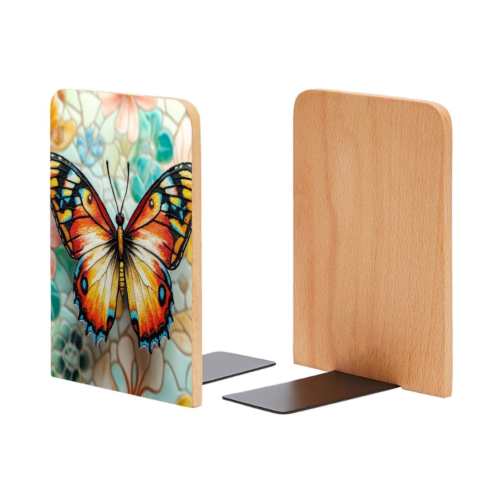 Bookends 1 Pair Non-Skid Bookend Wood Bookends for Shelves Book Stand ...