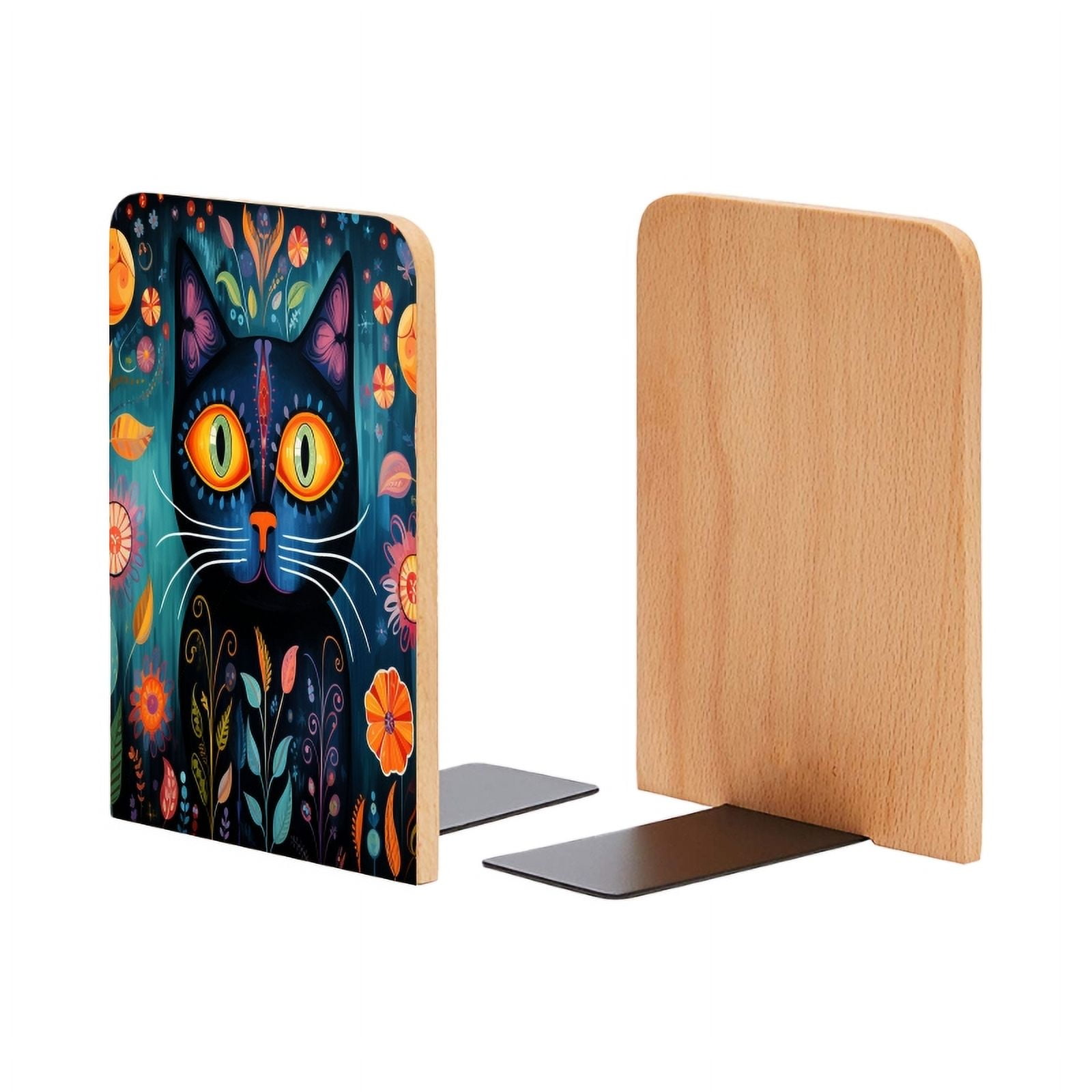 Bookends 1 Pair Non-Skid Bookend Wood Bookends for Shelves Book Stand ...