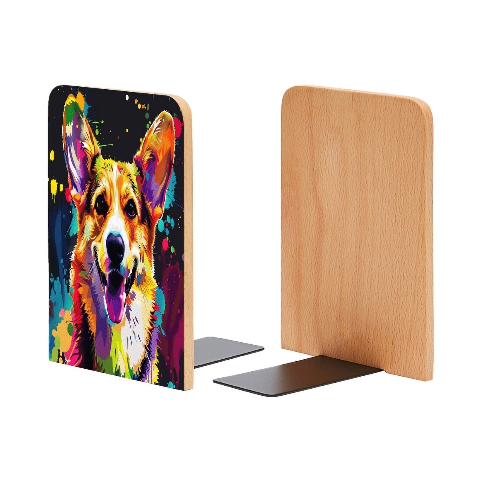 Bookends 1 Pair Non-Skid Bookend Wood Bookends for Shelves Book Stand ...