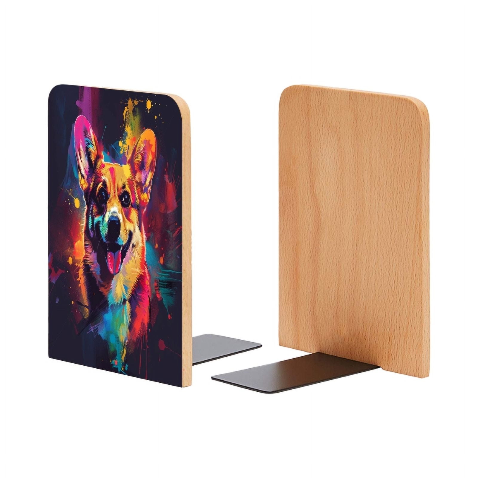 Bookends 1 Pair Non-Skid Bookend Wood Bookends for Shelves Book Stand ...