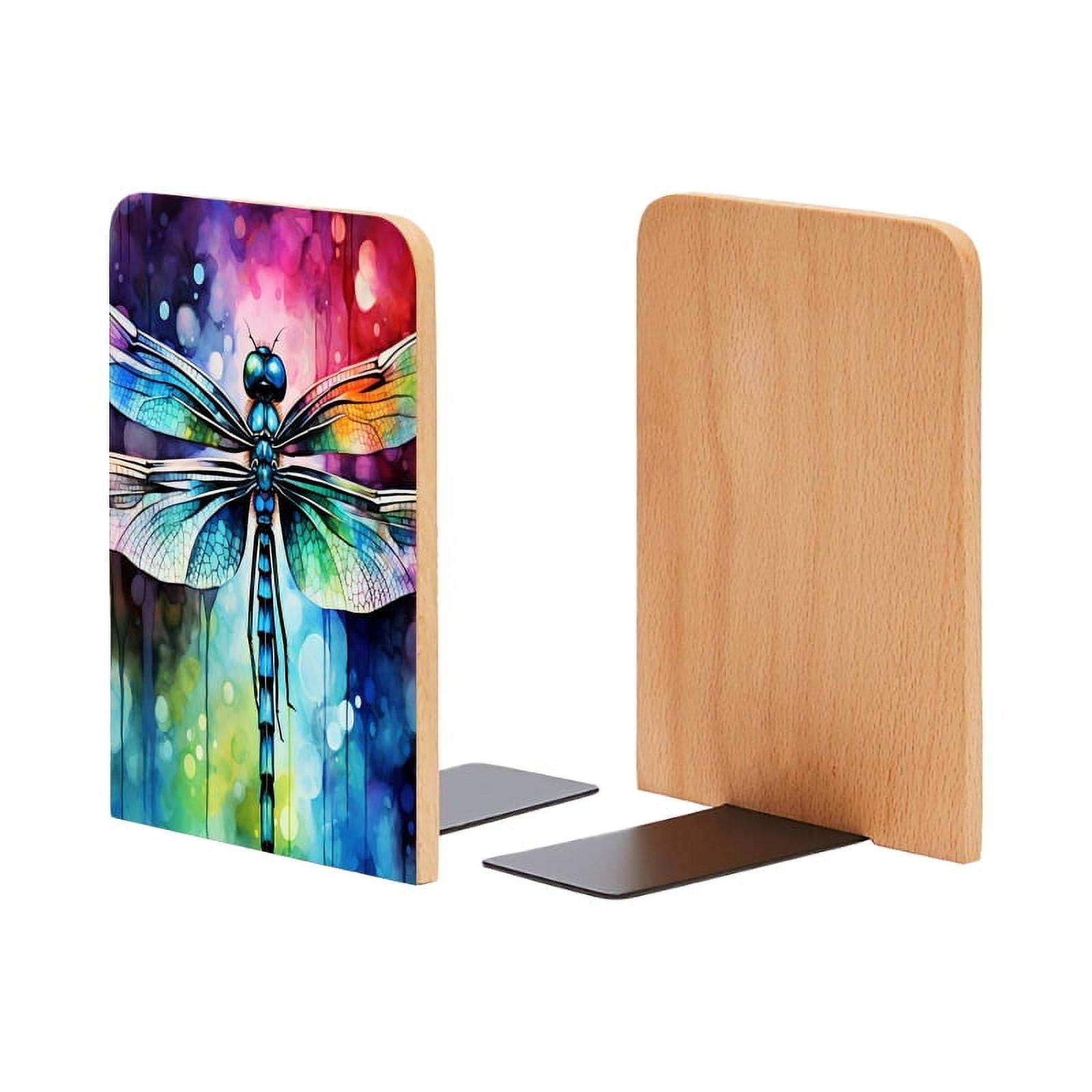 Bookends 1 Pair Non-Skid Bookend Wood Bookends for Shelves Book Stand ...