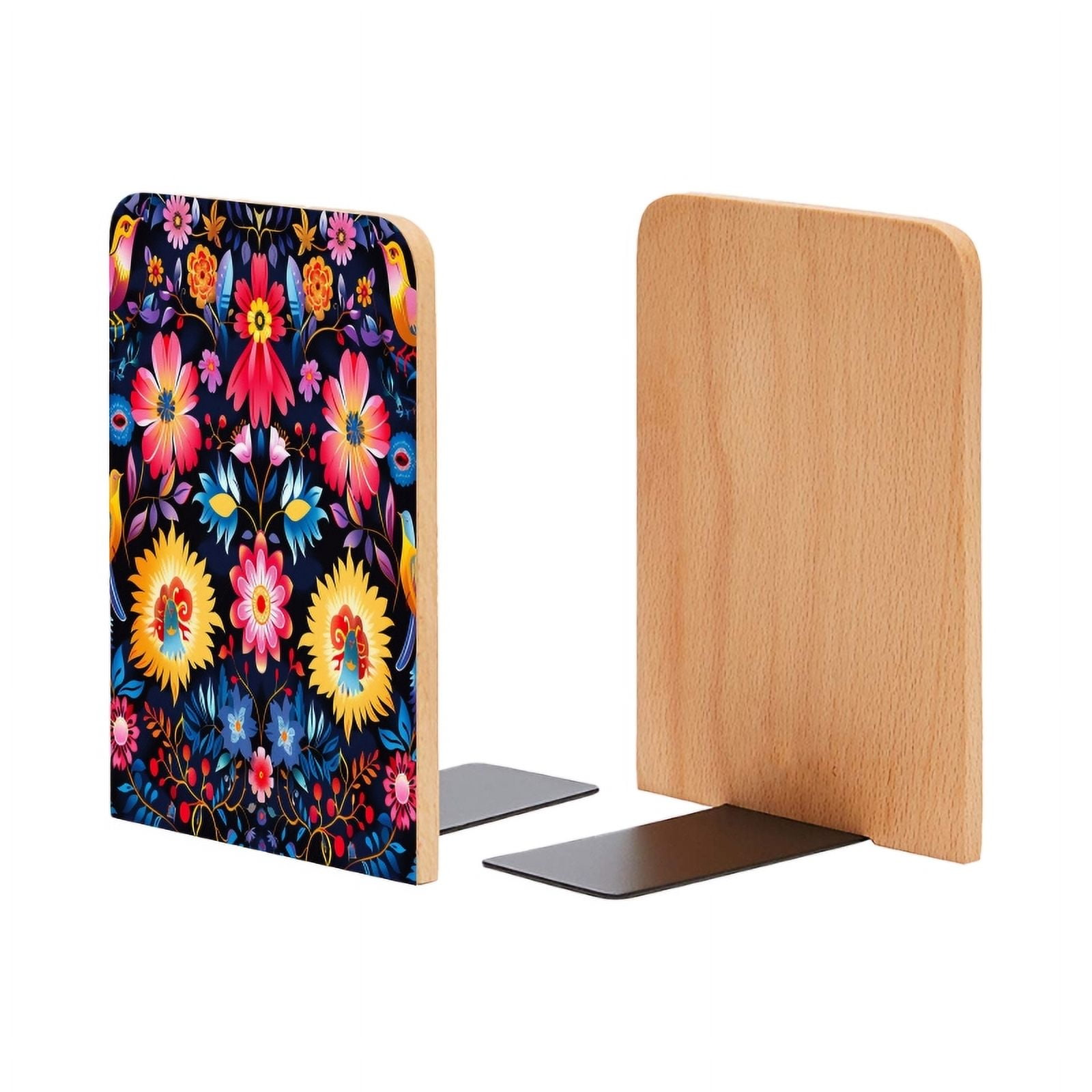 Bookends 1 Pair Non-Skid Bookend Wood Bookends for Shelves Book Stand ...