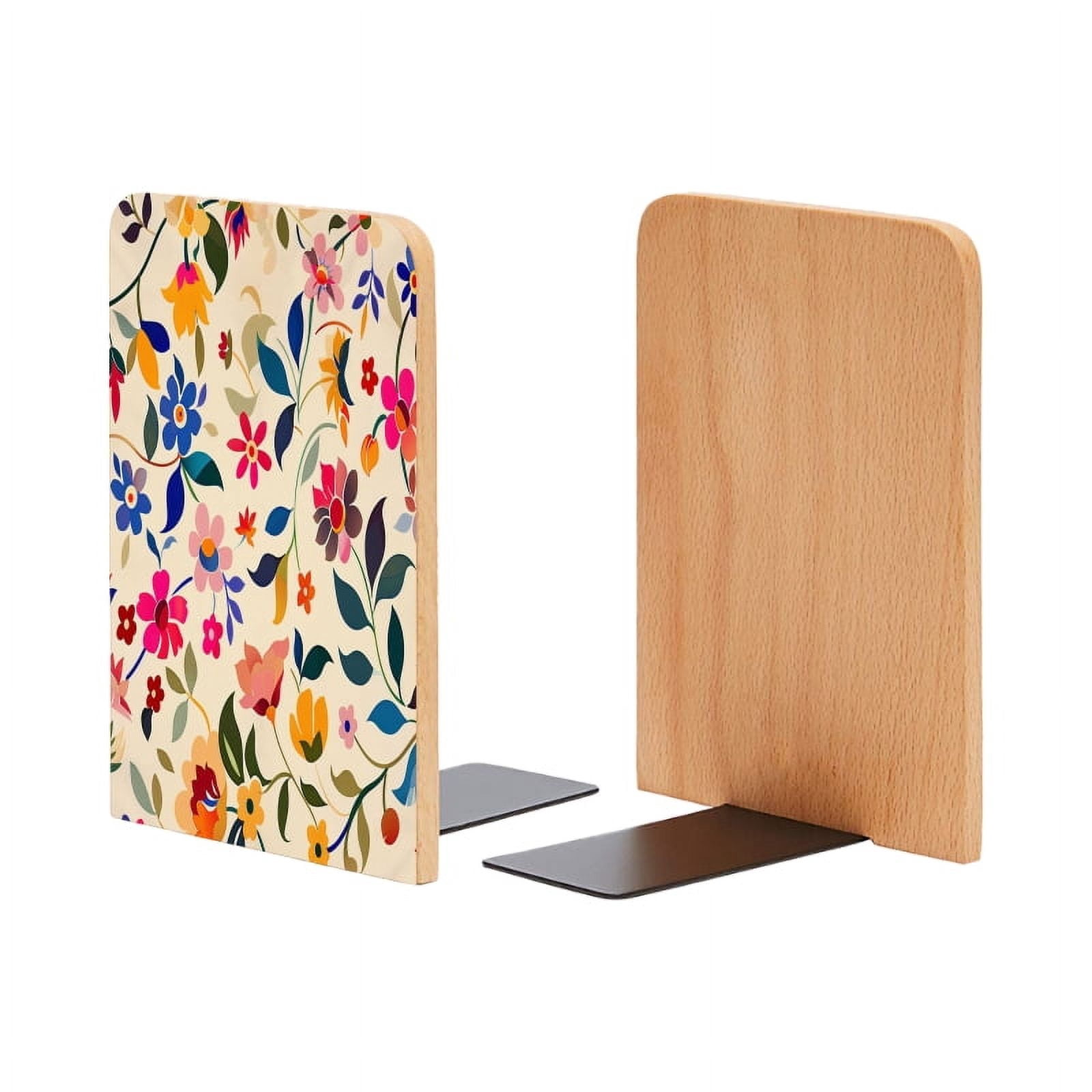 Bookends 1 Pair Non-Skid Bookend Wood Bookends for Shelves Book Stand ...