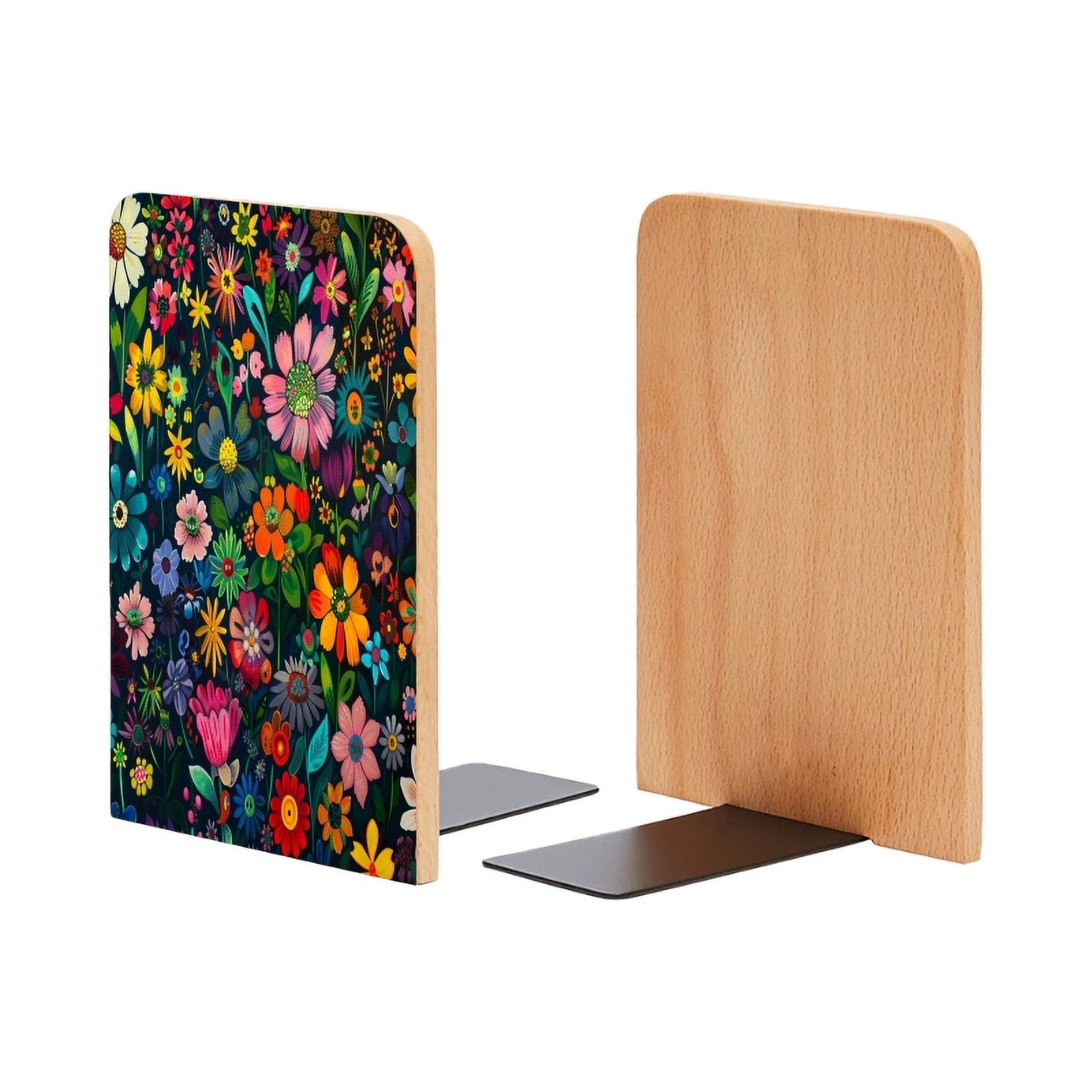 Bookends 1 Pair Non-Skid Bookend Wood Bookends for Shelves Book Stand ...