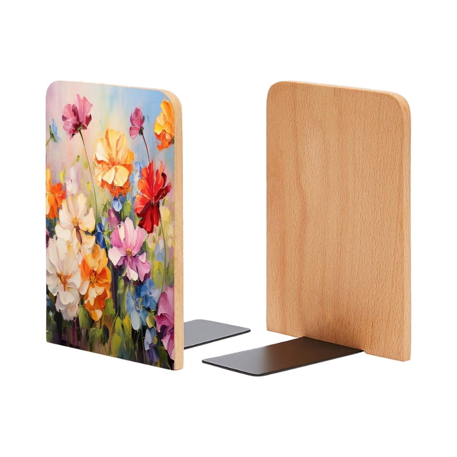Bookends 1 Pair Non-Skid Bookend Wood Bookends for Shelves Book Stand ...