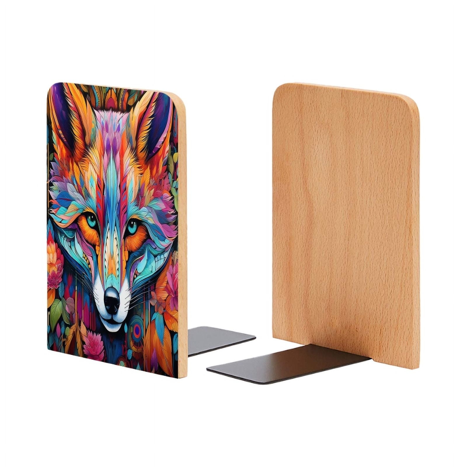 Bookends 1 Pair Non-Skid Bookend Wood Bookends for Shelves Book Stand ...