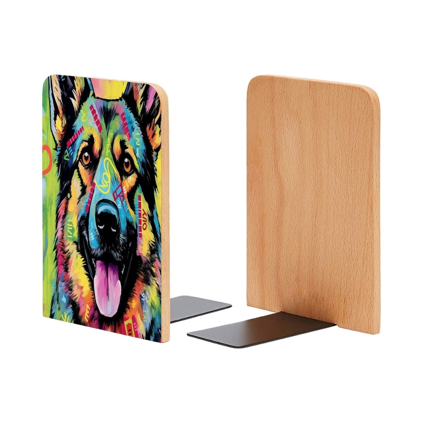 Bookends 1 Pair Non-Skid Bookend Wood Bookends for Shelves Book Stand ...
