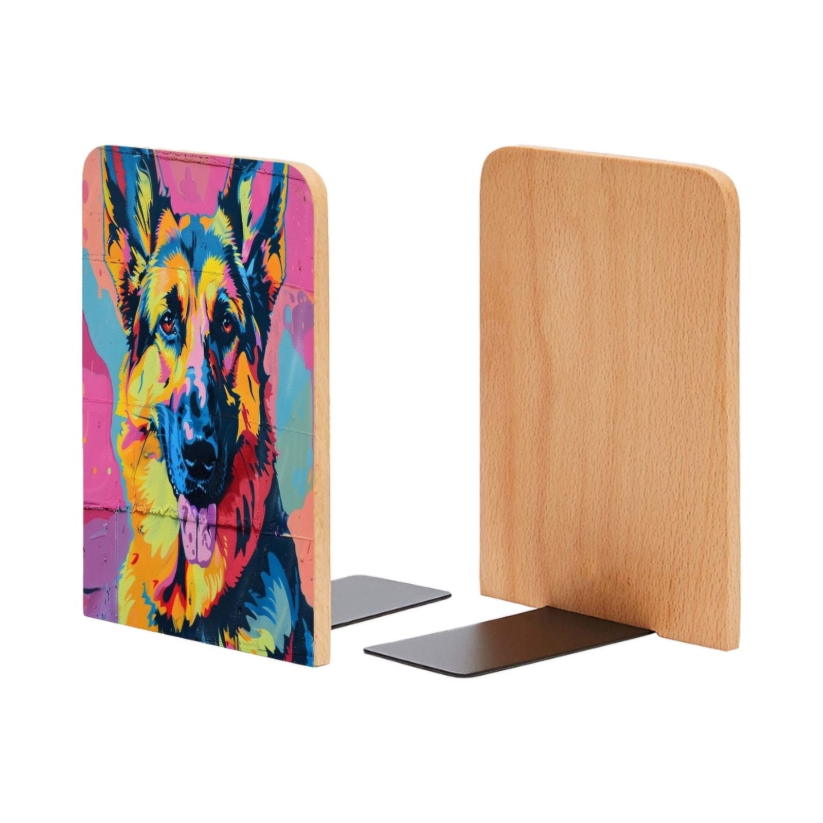 Bookends 1 Pair Non-Skid Bookend Wood Bookends for Shelves Book Stand ...