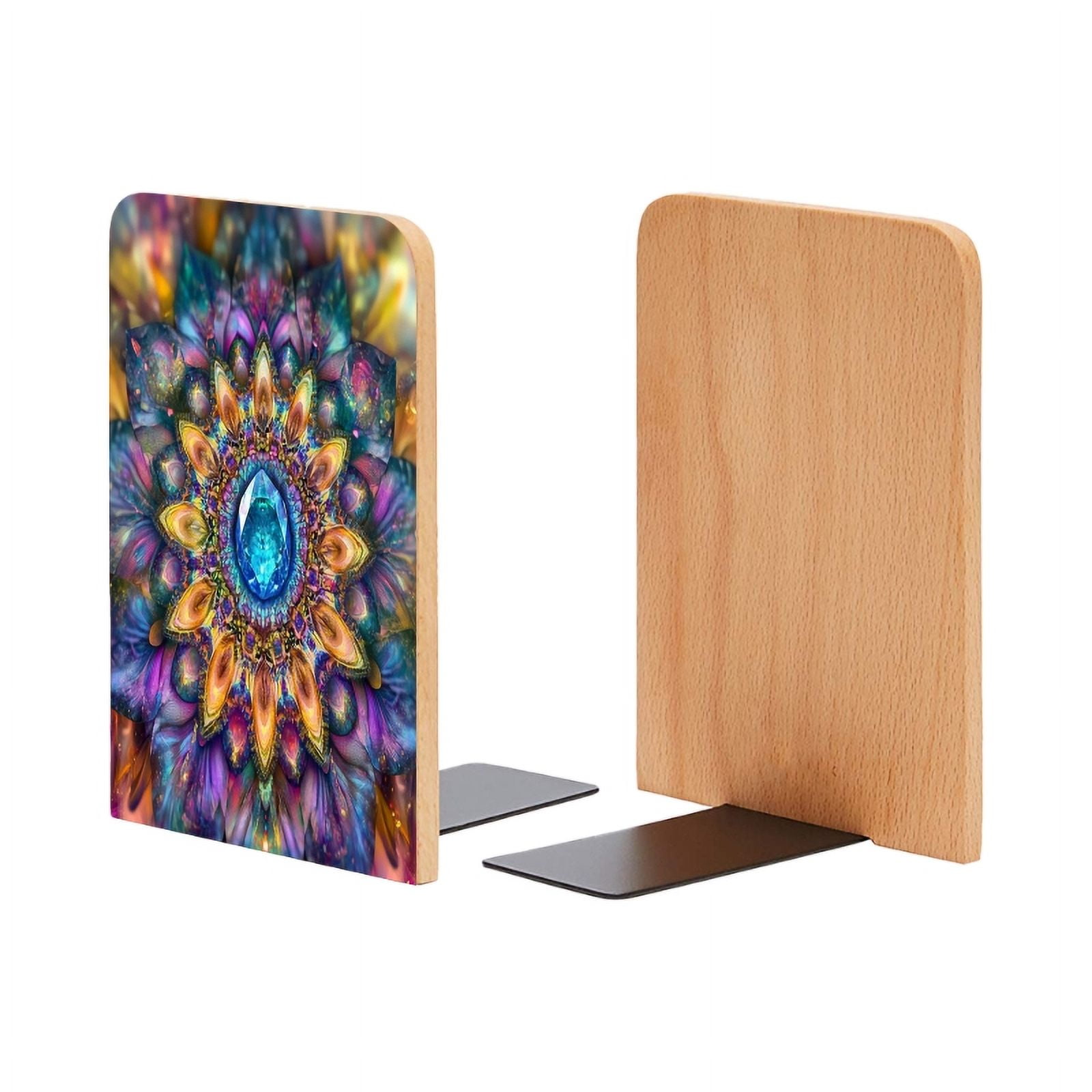 Bookends 1 Pair Non-Skid Bookend Wood Bookends for Shelves Book Stand ...