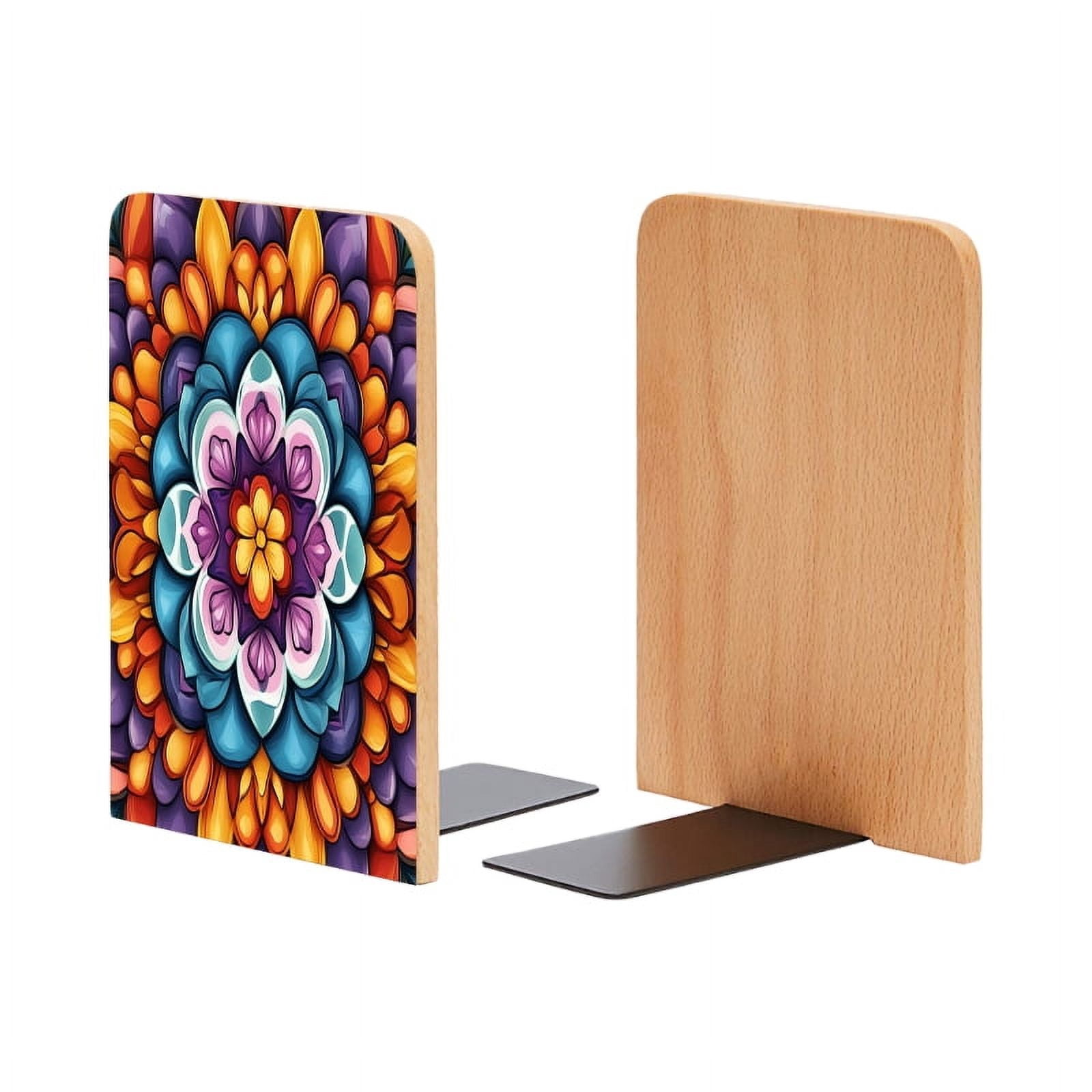 Bookends 1 Pair Non-Skid Bookend Wood Bookends for Shelves Book Stand ...