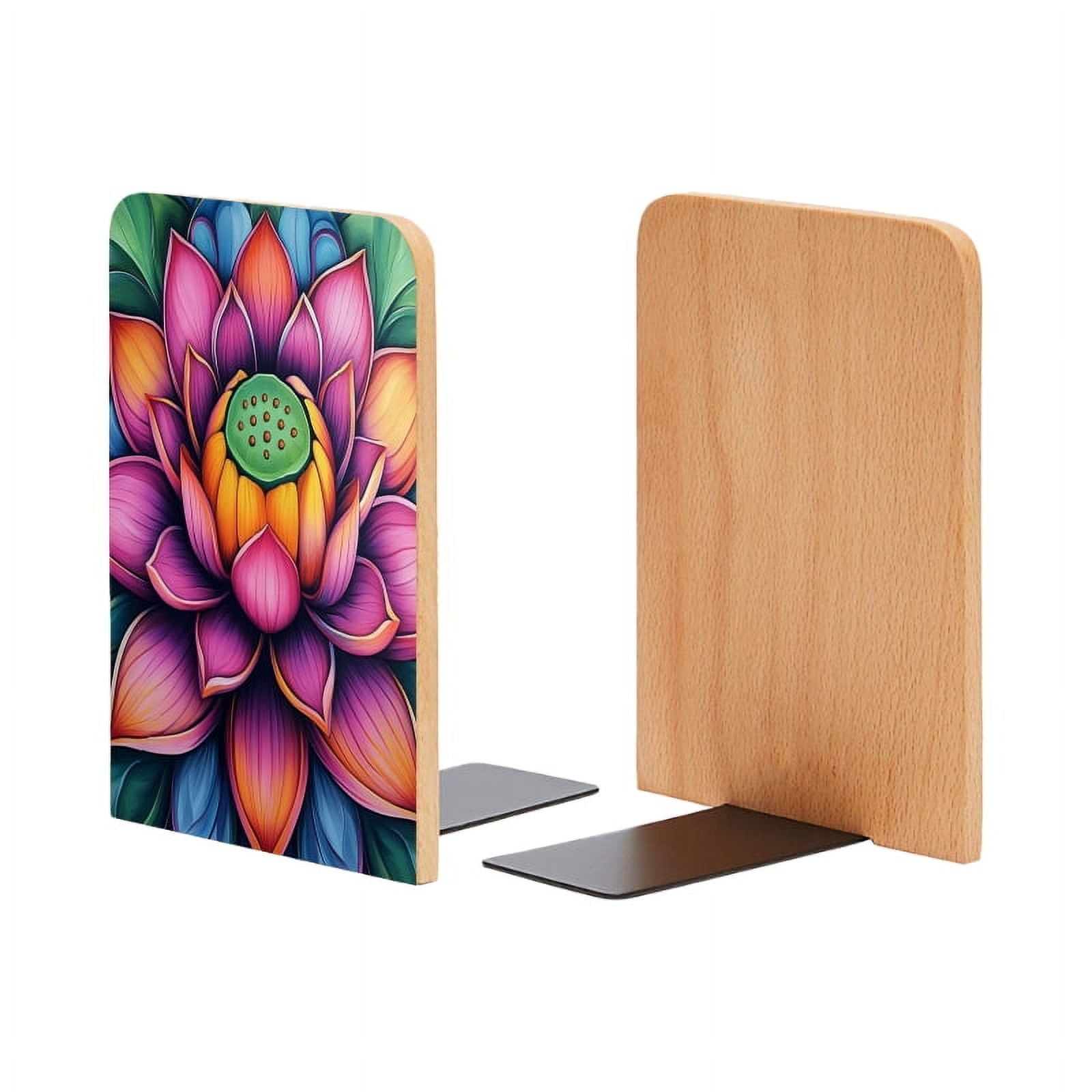 Bookends 1 Pair Non-Skid Bookend Wood Bookends for Shelves Book Stand ...