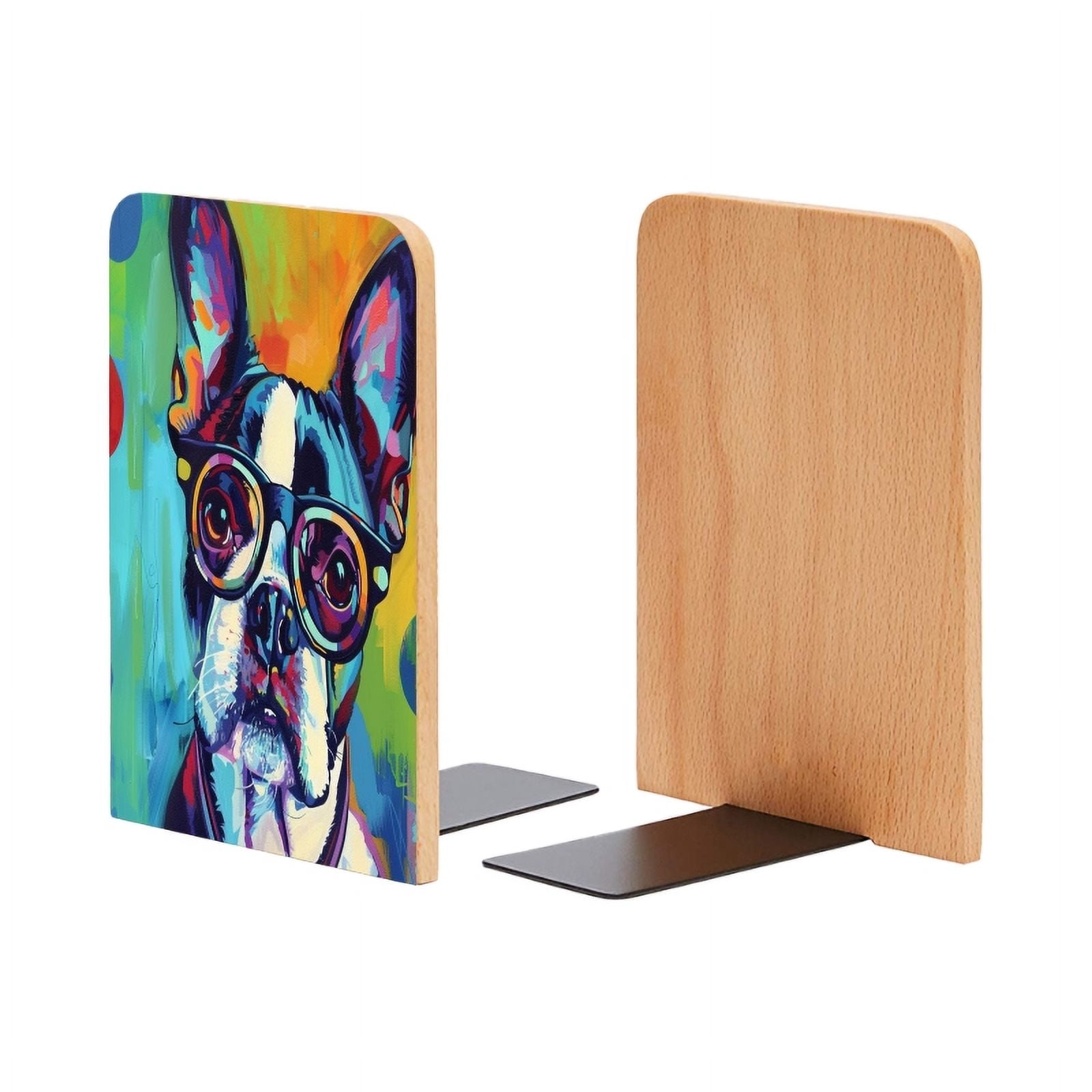 Bookends 1 Pair Non-Skid Bookend Wood Bookends for Shelves Book Stand ...