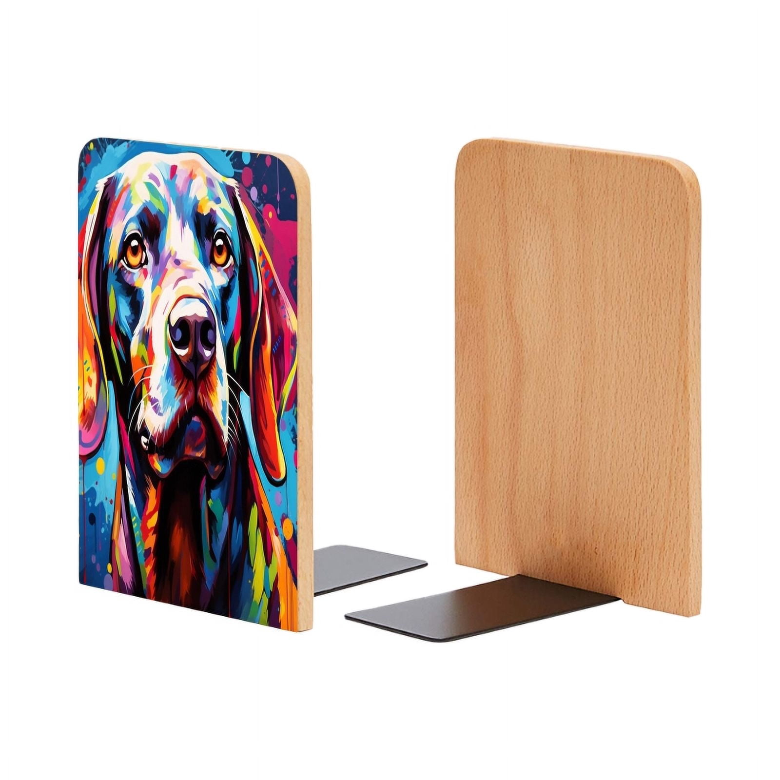 Bookends 1 Pair Non-Skid Bookend Wood Bookends for Shelves Book Stand ...