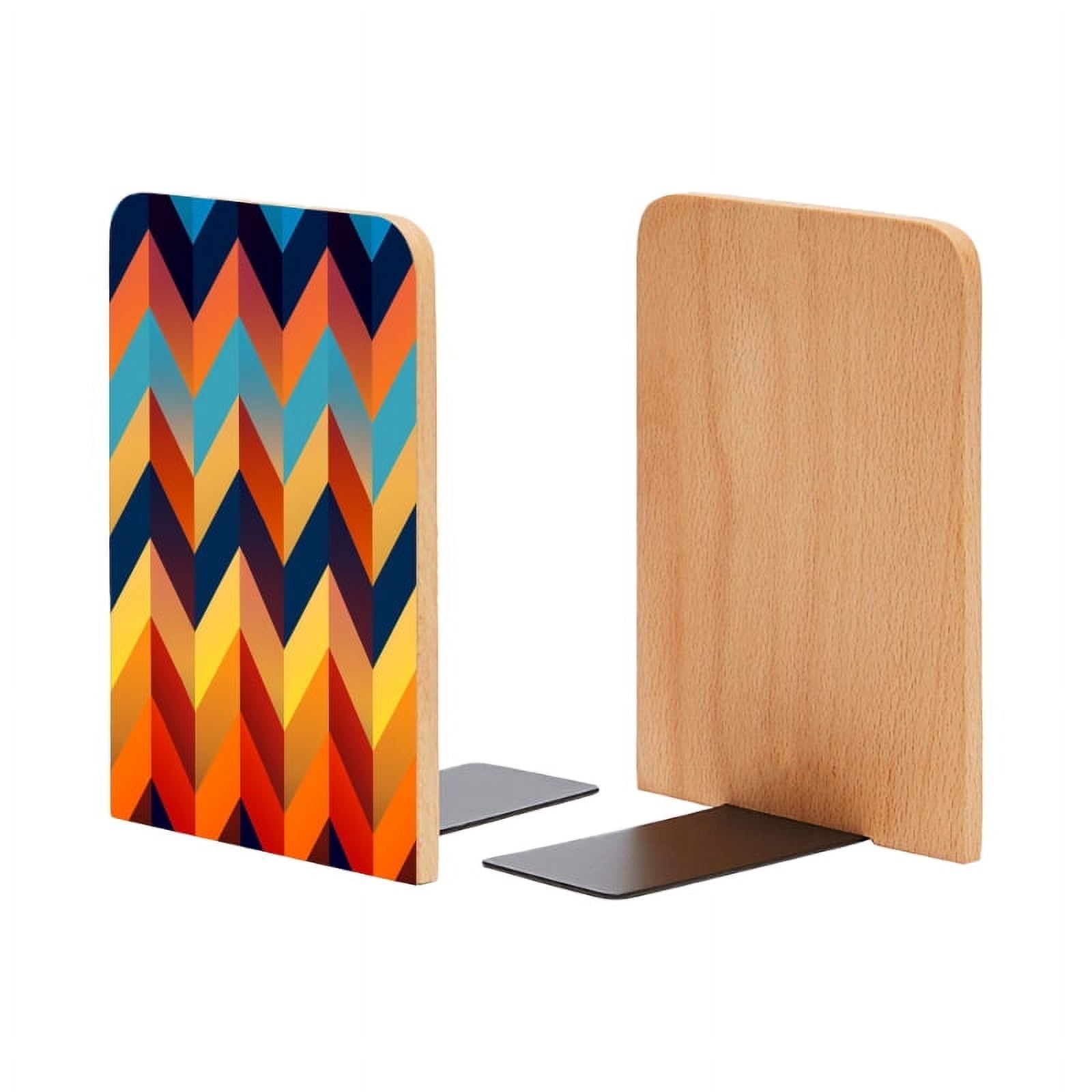 Bookends 1 Pair Non-Skid Bookend Wood Bookends for Shelves Book Stand ...