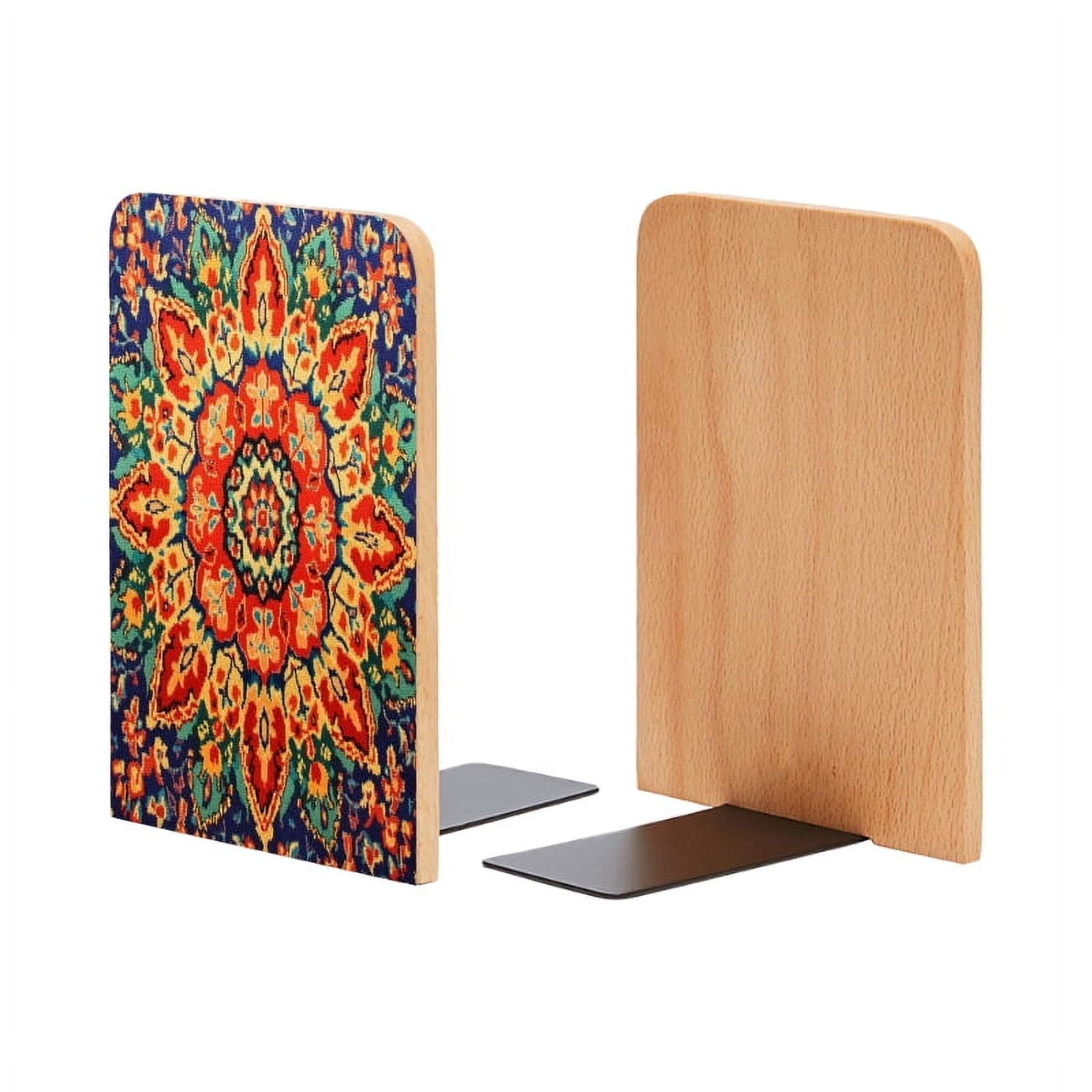 Bookends 1 Pair Non-Skid Bookend Wood Bookends for Shelves Book Stand ...