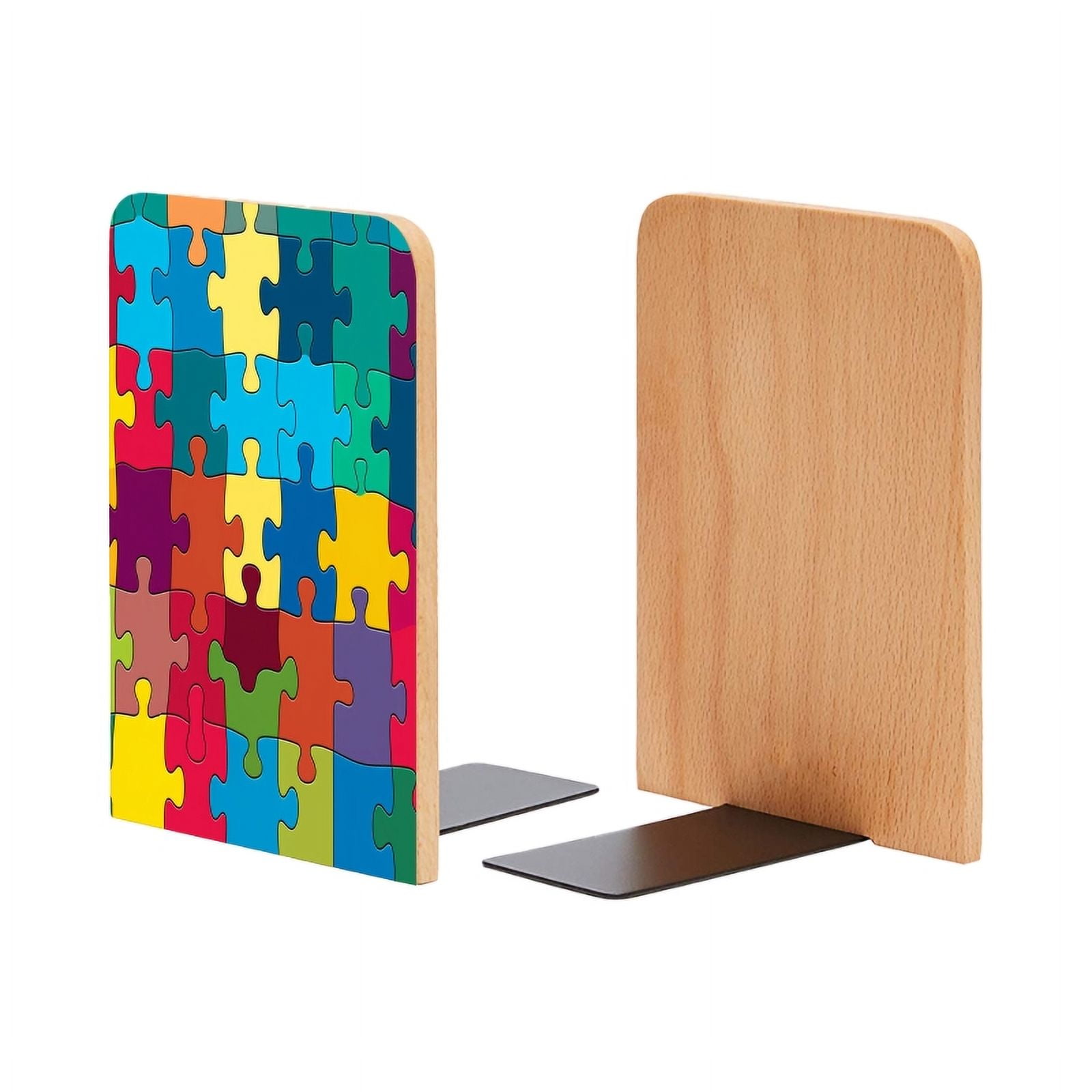 Bookends 1 Pair Non-Skid Bookend Wood Bookends for Shelves Book Stand ...