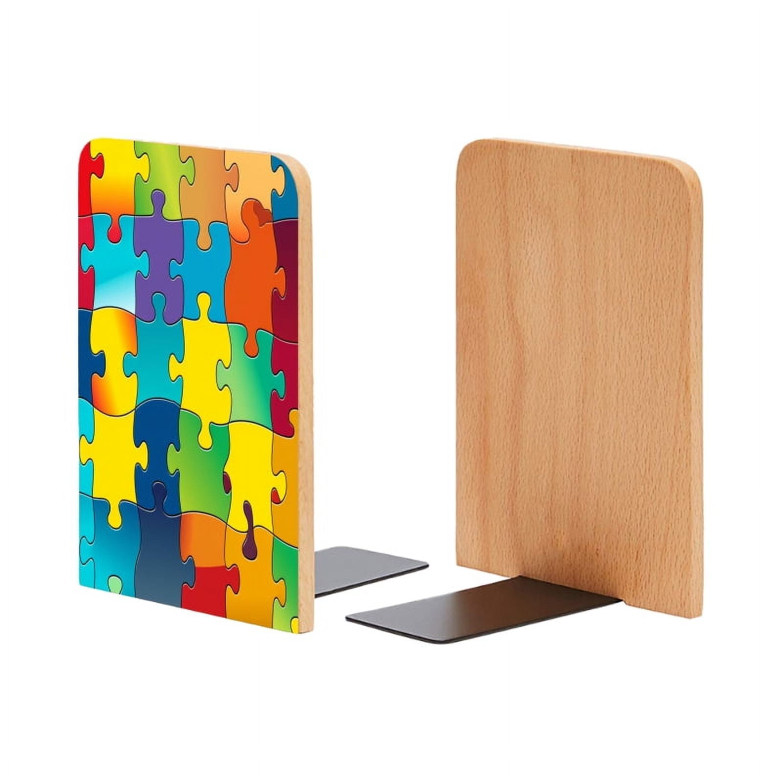 Bookends 1 Pair Non-Skid Bookend Wood Bookends for Shelves Book Stand ...