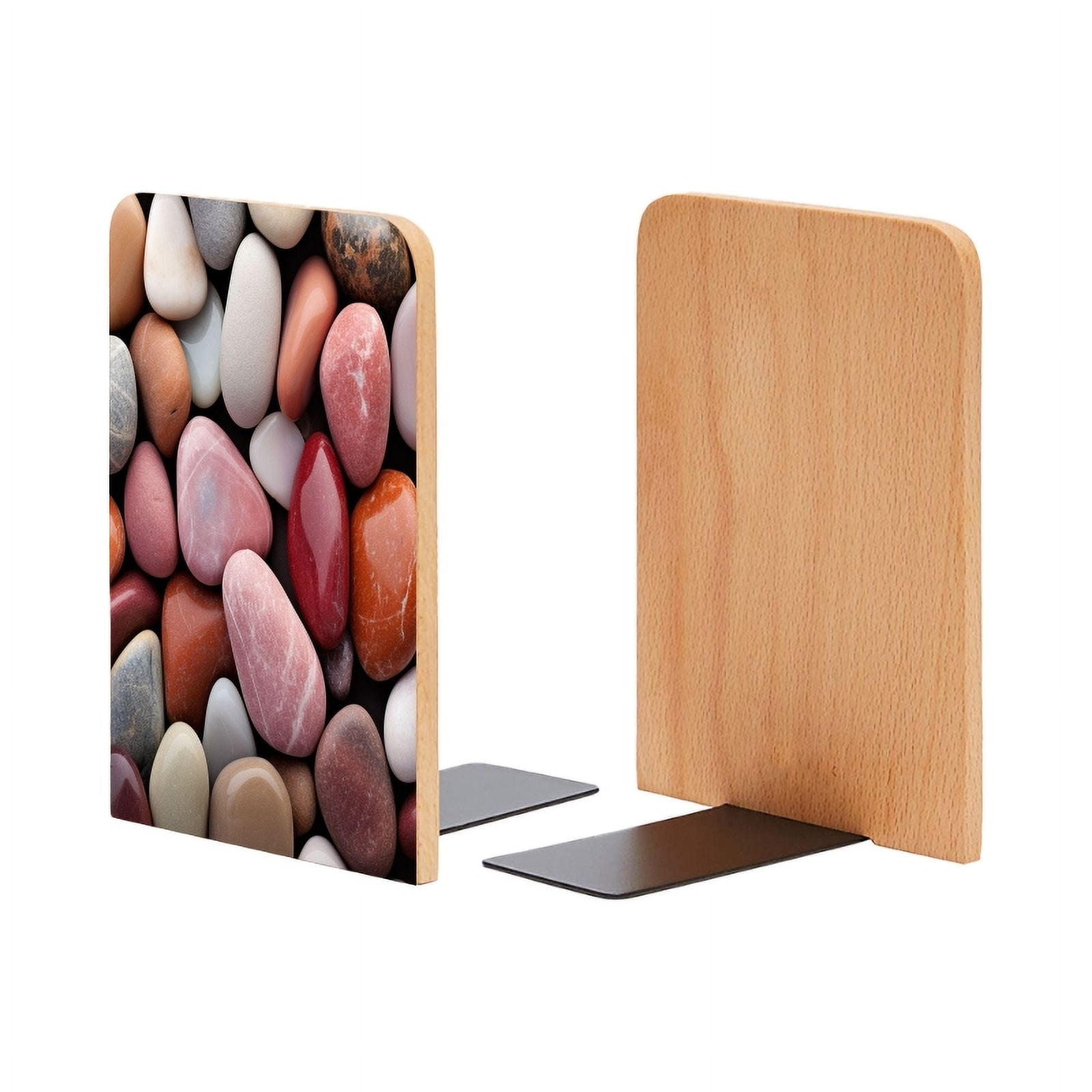 Bookends 1 Pair Non-Skid Bookend Wood Bookends for Shelves Book Stand ...