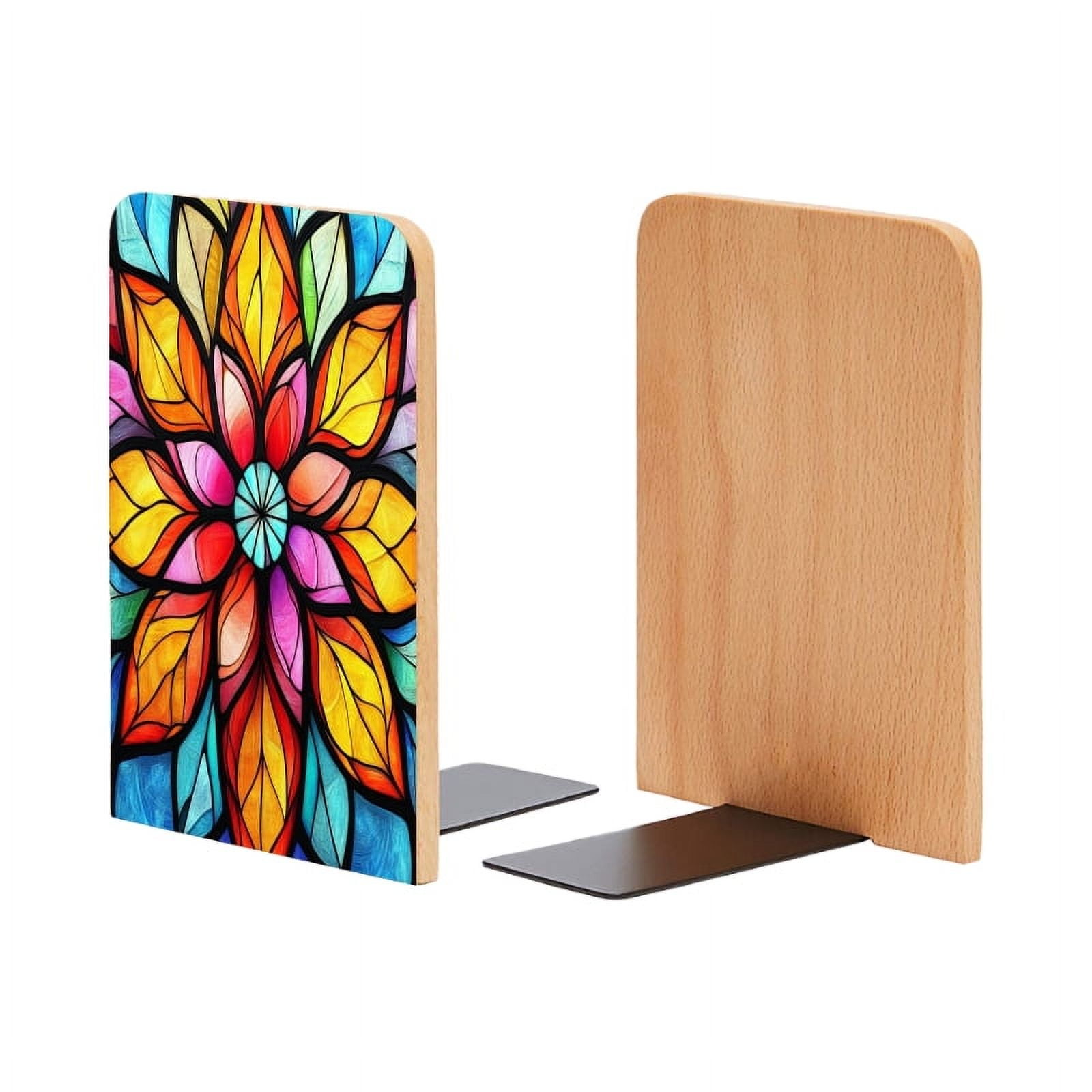 Bookends 1 Pair Non-Skid Bookend Wood Bookends for Shelves Book Stand ...