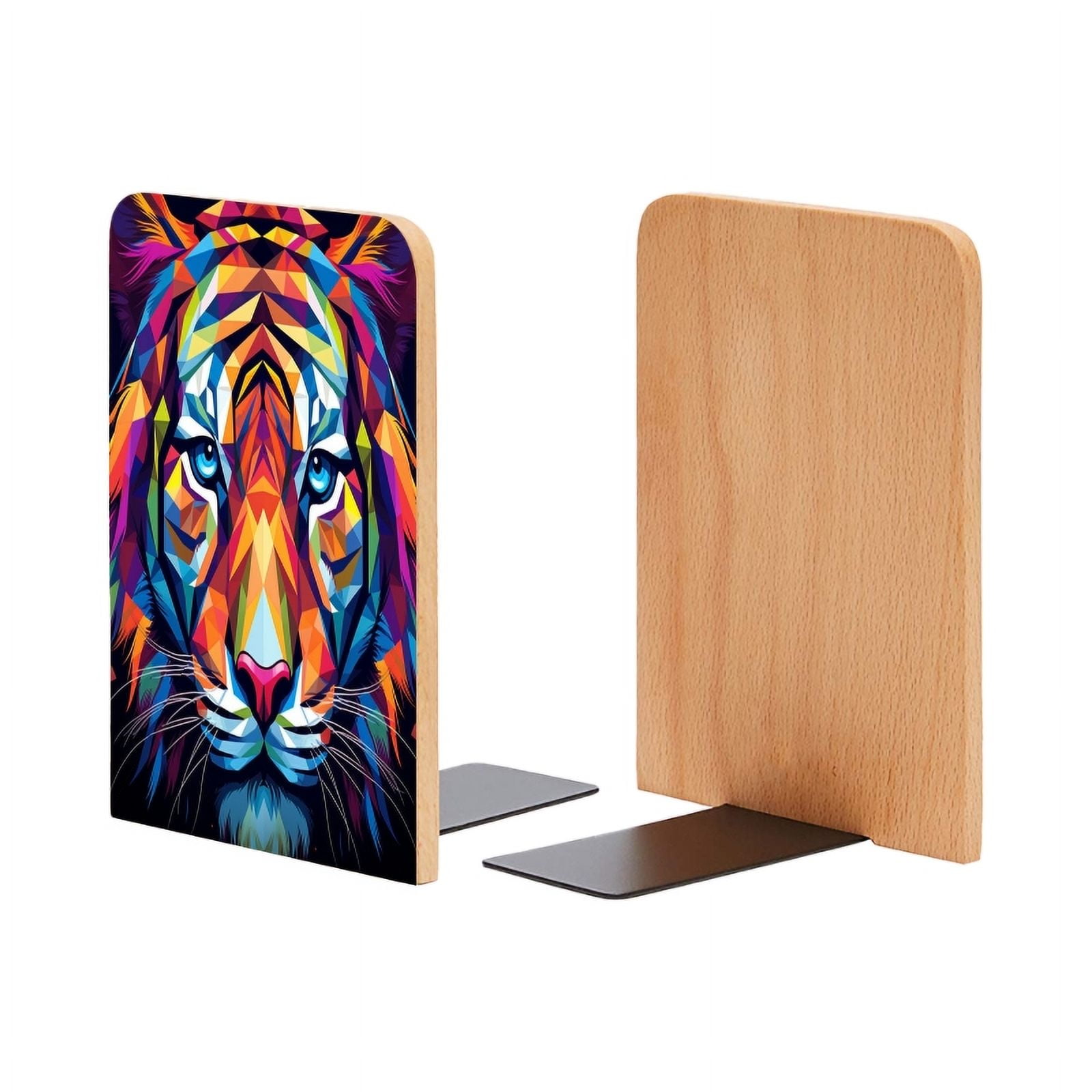 Bookends 1 Pair Non-Skid Bookend Wood Bookends for Shelves Book Stand ...