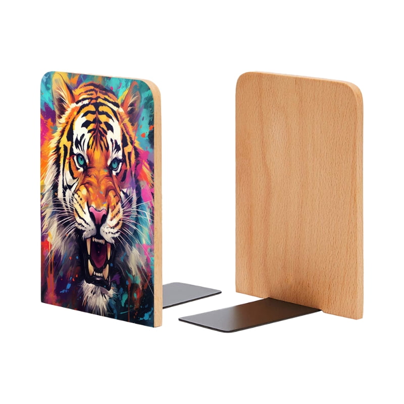 Bookends 1 Pair Non-Skid Bookend Wood Bookends for Shelves Book Stand ...