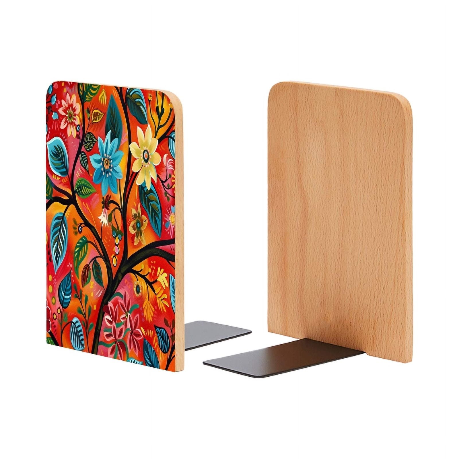 Bookends 1 Pair Non-Skid Bookend Wood Bookends for Shelves Book Stand ...