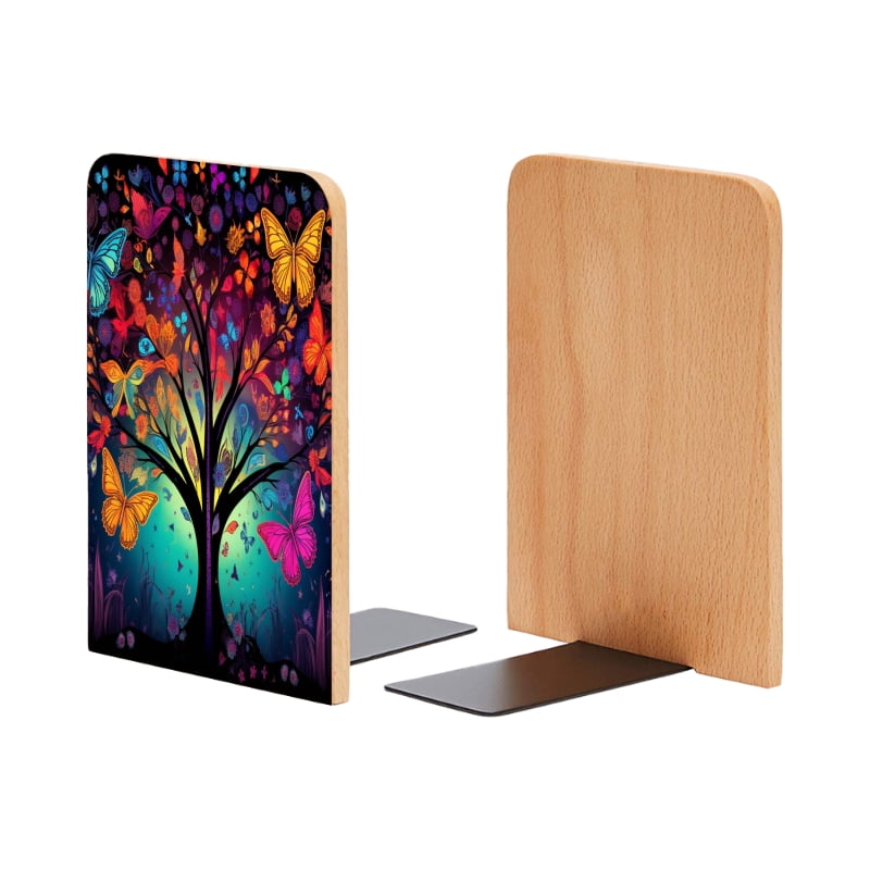 Bookends 1 Pair Non-Skid Bookend Wood Bookends for Shelves Book Stand ...