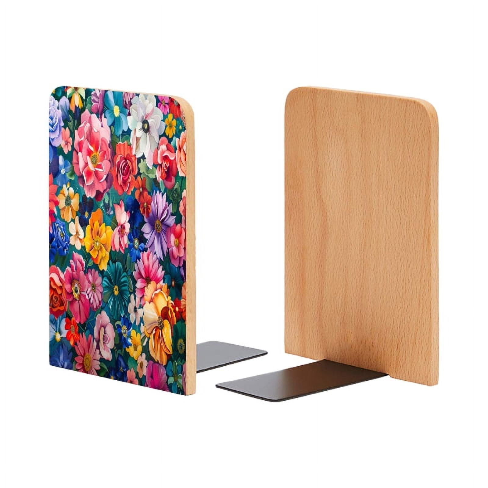 Bookends 1 Pair Non-Skid Bookend Wood Bookends for Shelves Book Stand ...