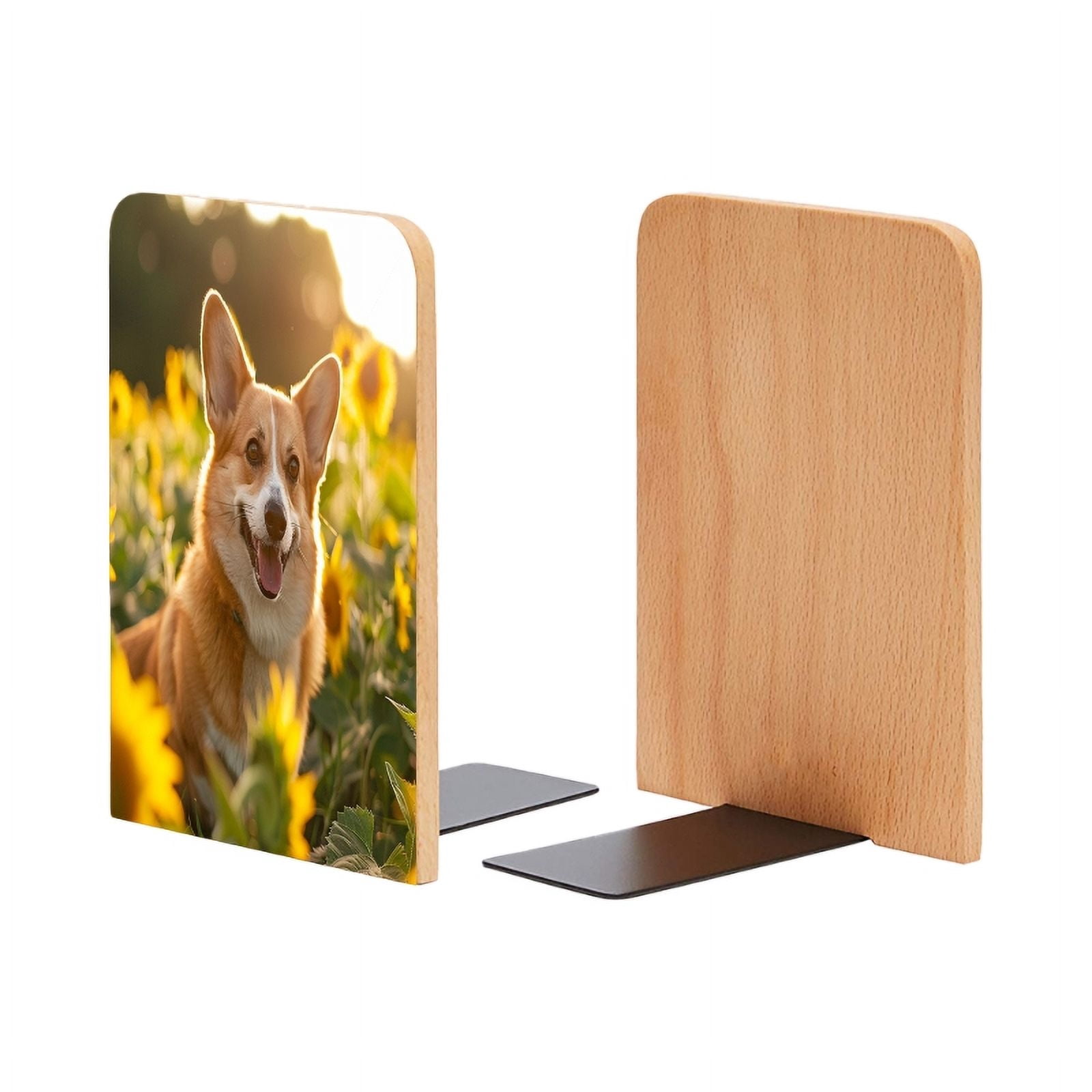 Bookends 1 Pair Non-Skid Bookend Wood Bookends for Shelves Book Stand ...