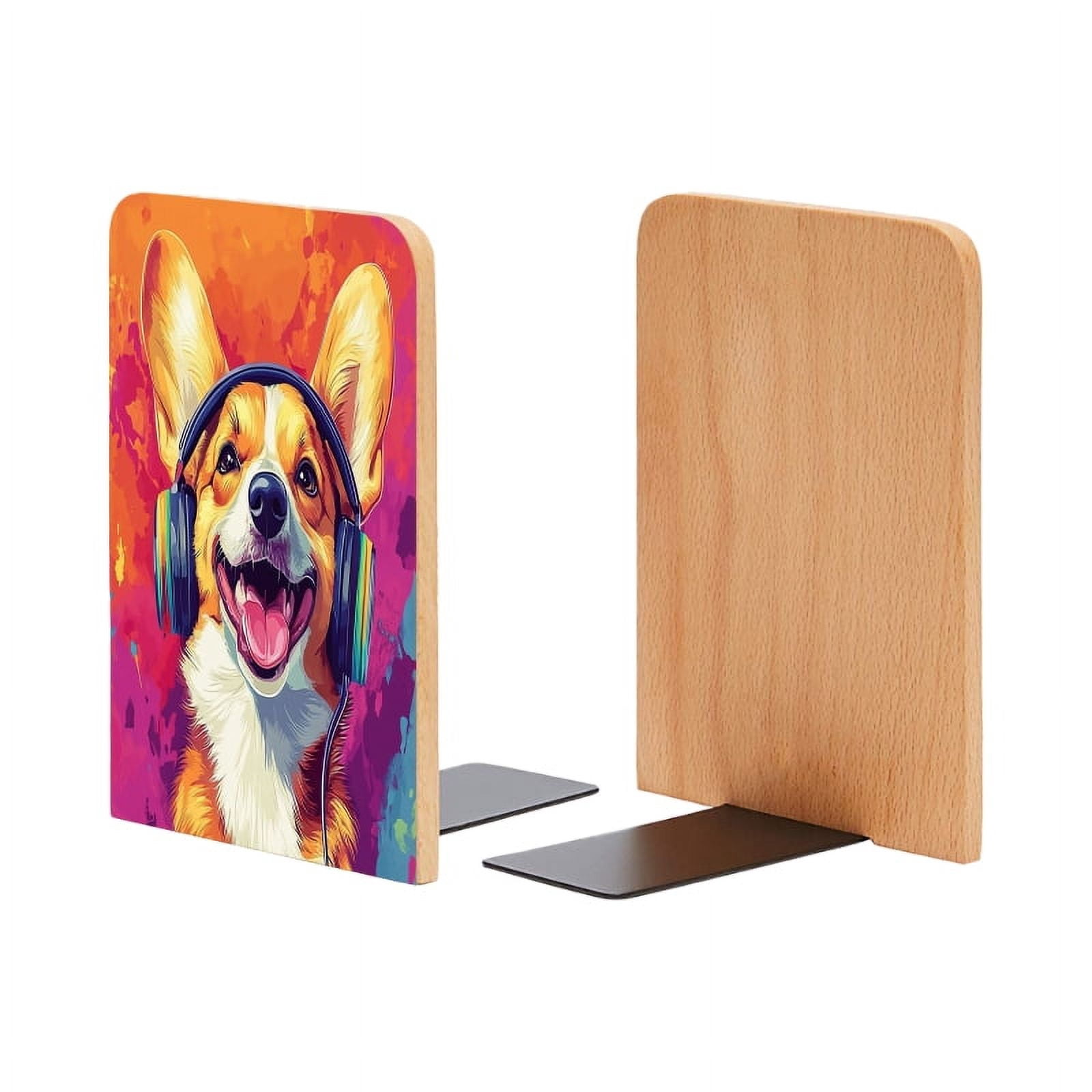 Bookends 1 Pair Non-Skid Bookend Wood Bookends for Shelves Book Stand ...
