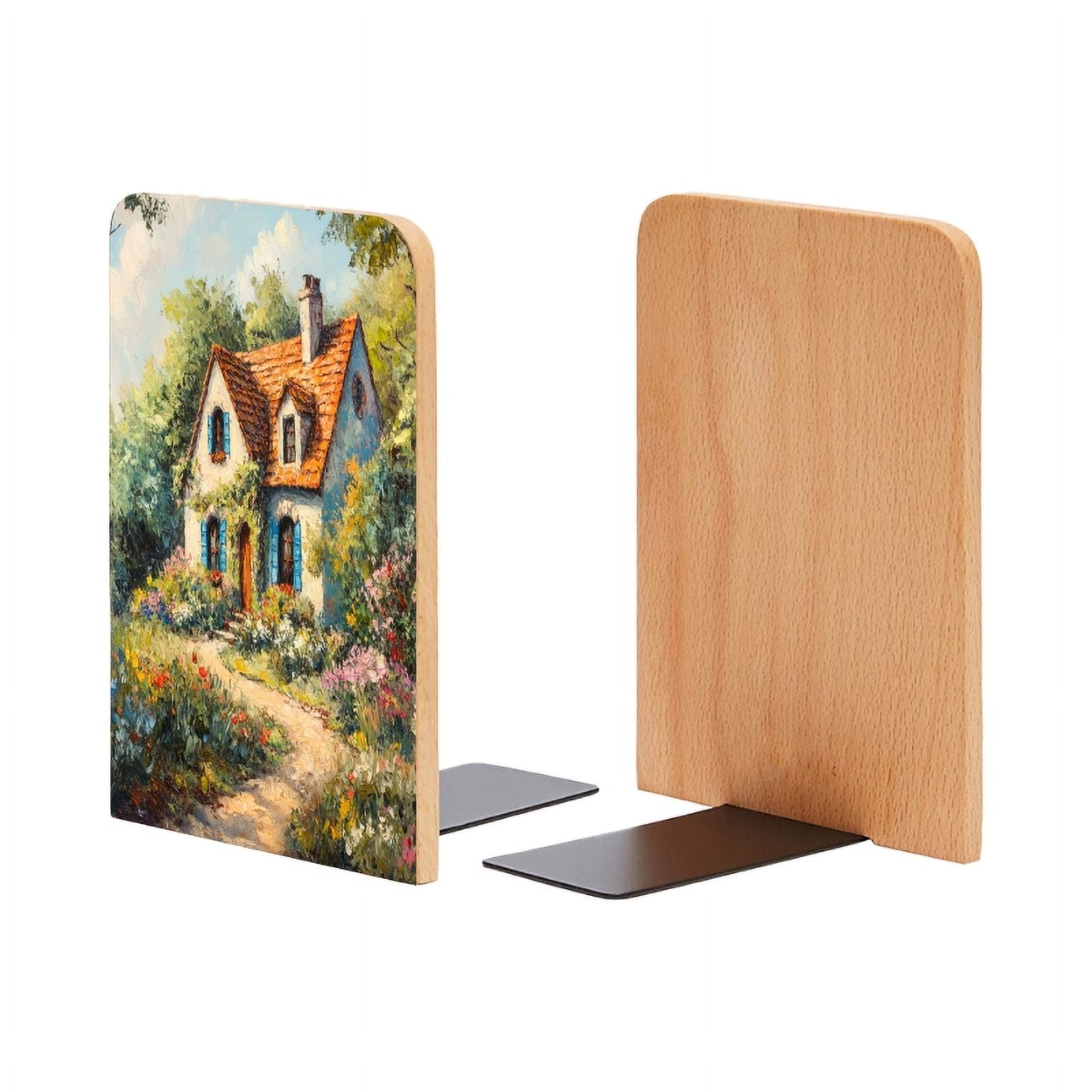 Bookends 1 Pair Non-Skid Bookend Wood Bookends for Shelves Book Stand ...