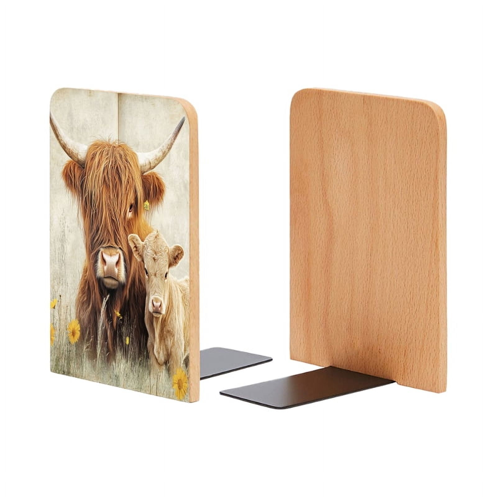 Bookends 1 Pair Non-Skid Bookend Wood Bookends for Shelves Book Stand ...